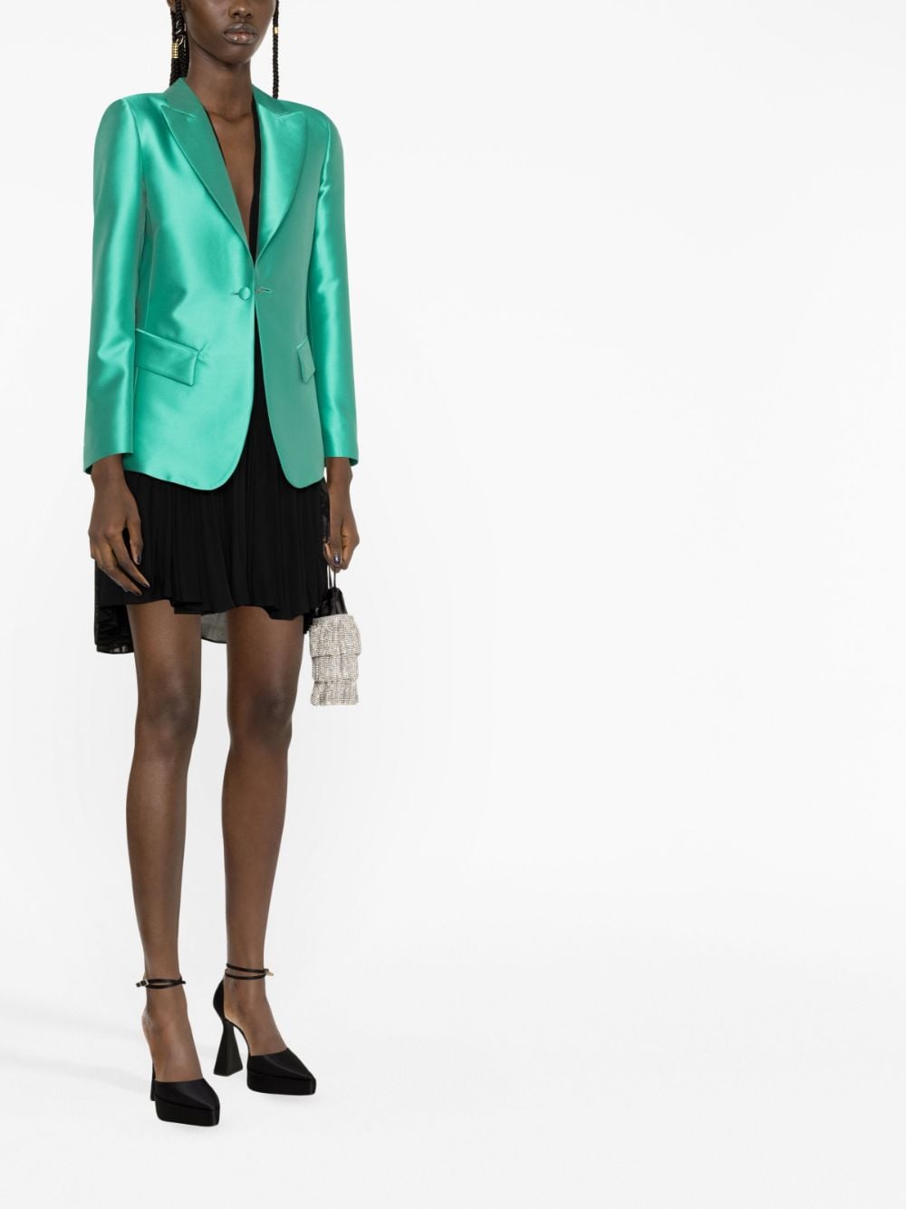 ALBERTA FERRETTI Alberta Ferretti Satin-Trim Single-Breasted Blazer