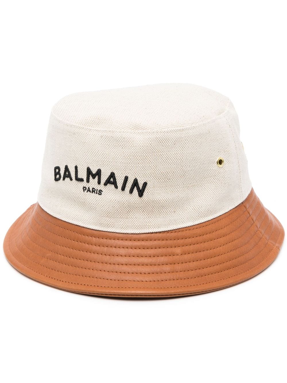 Balmain Logo-Embroidered Bucket Hat In Neutrals - 50% Off  display picture 2