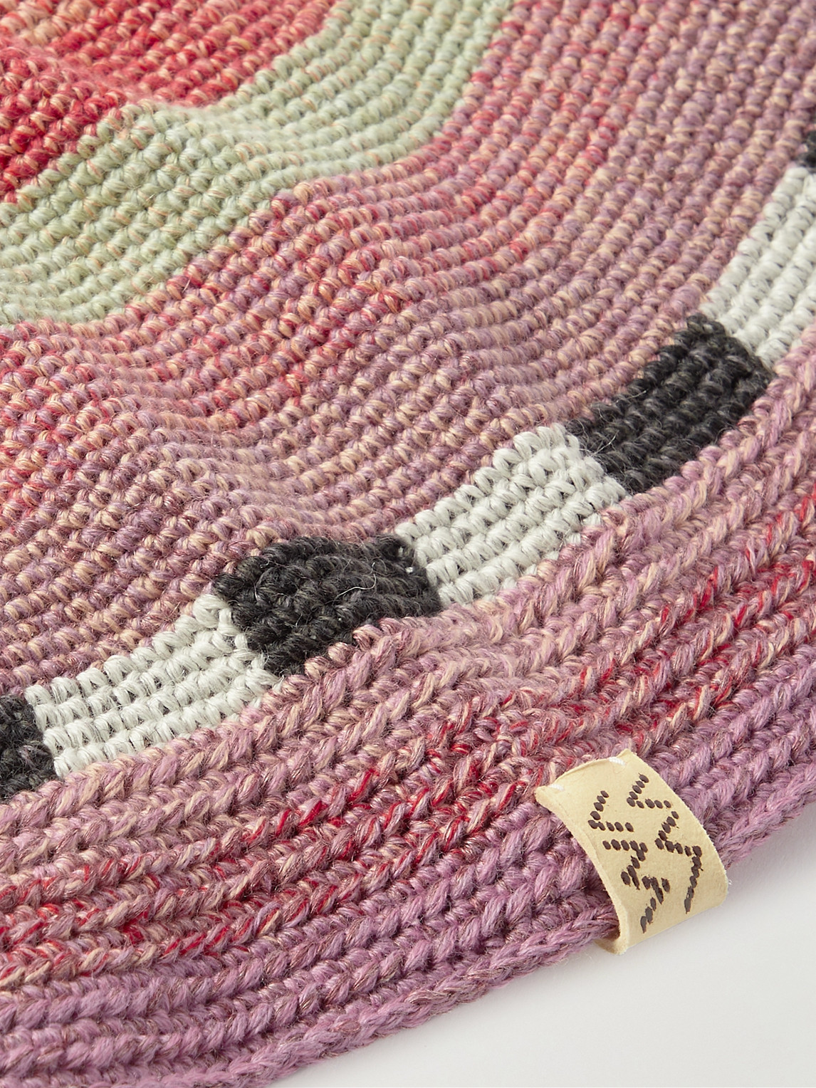 Visvim Striped Crochet-Knit Wool, Linen And Cotton-Blend Bucket