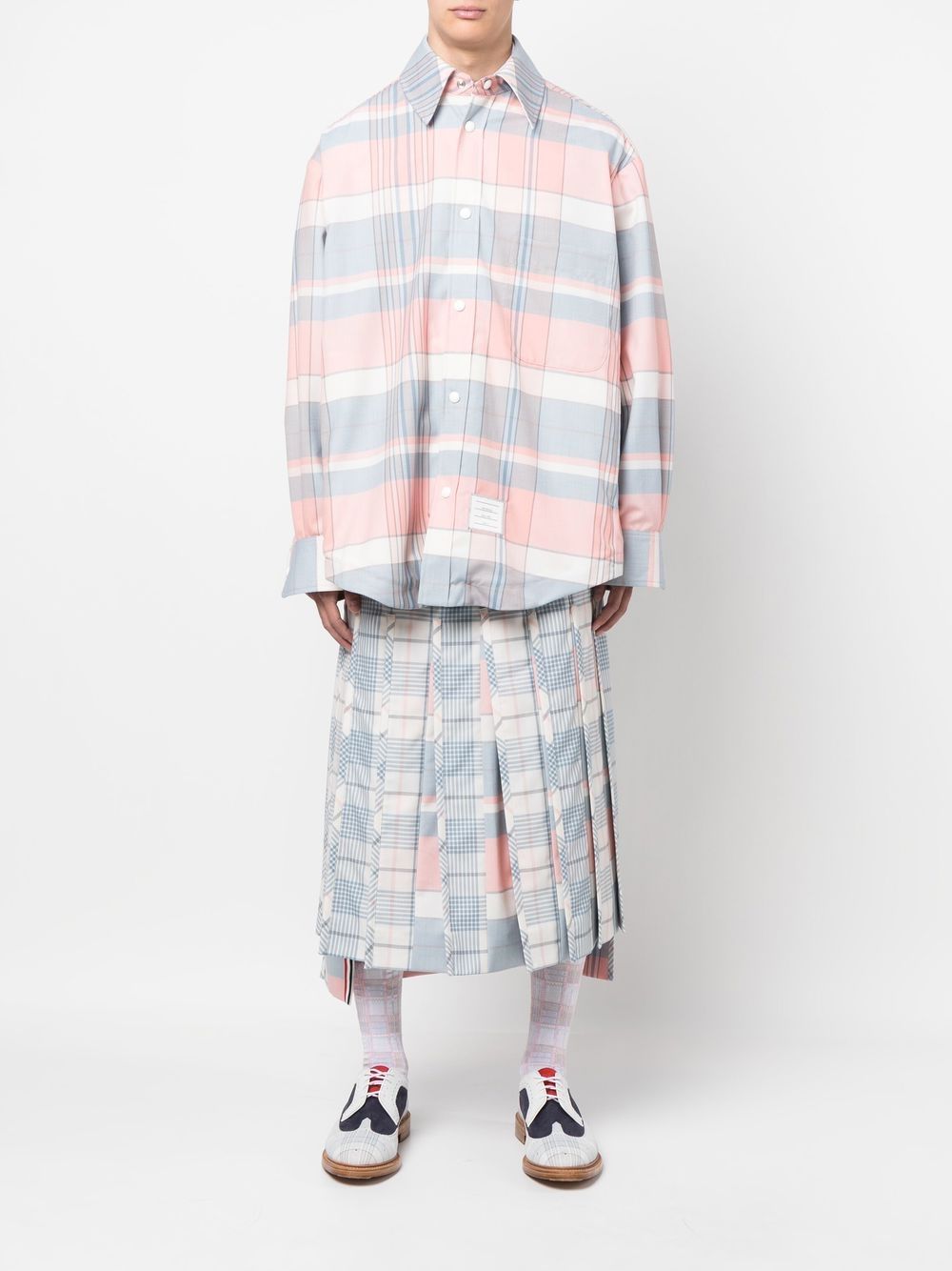 THOM BROWNE checked oversized shirt
