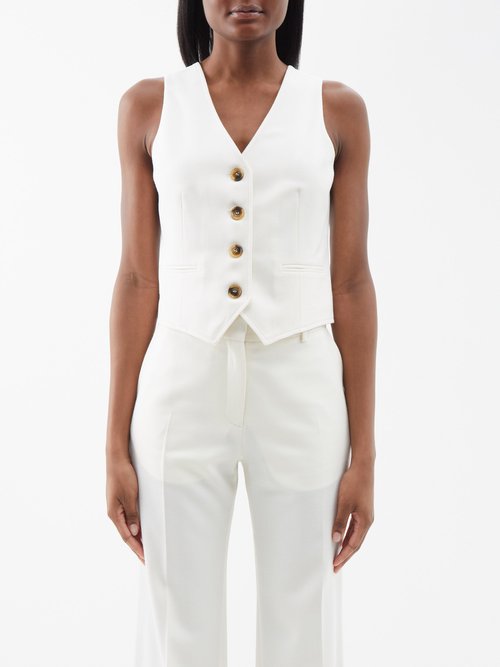 Bella Freud Chrissie Wool-twill Waistcoat - Ivory | Editorialist