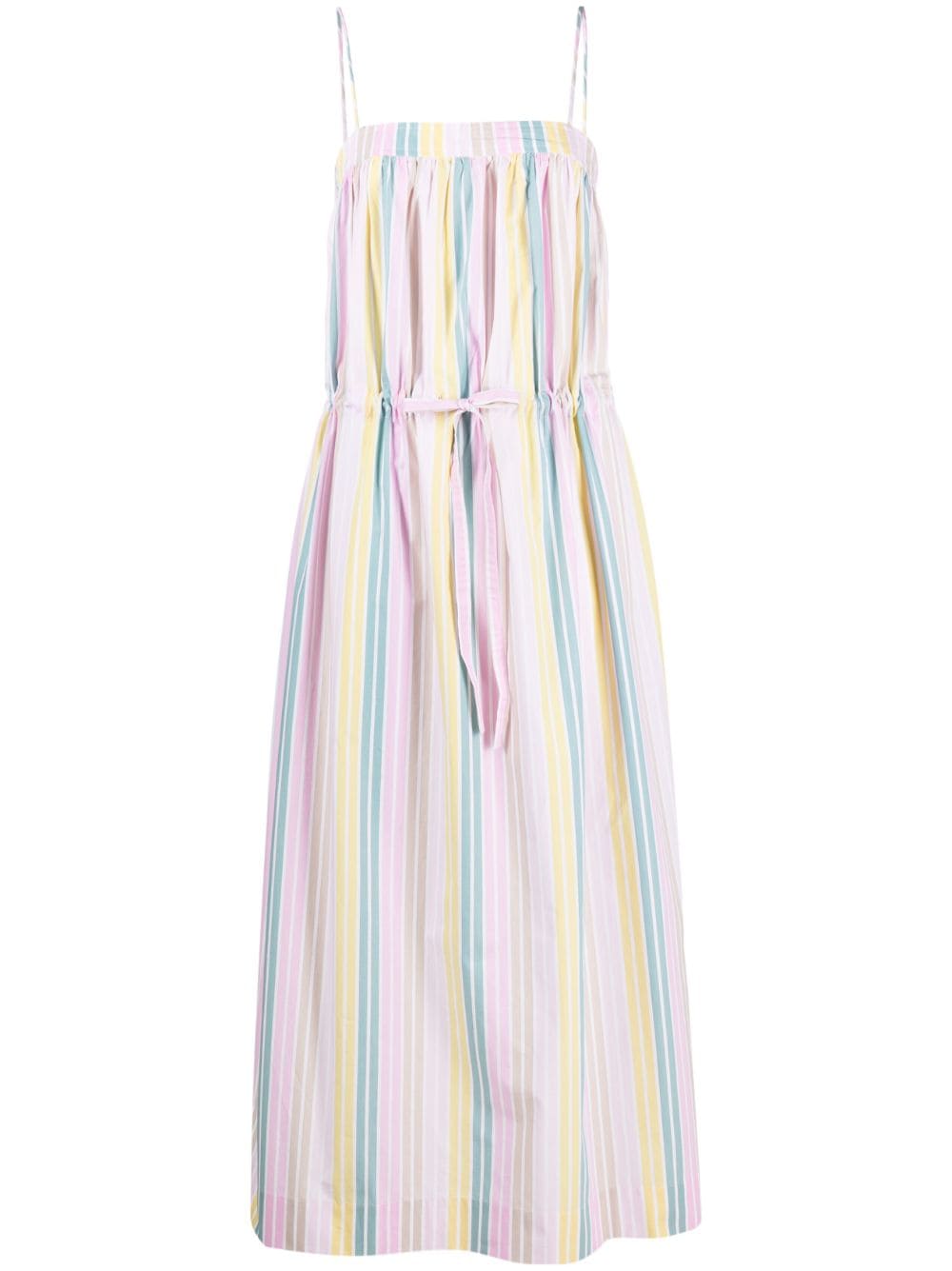 GANNI Striped Organic-Cotton Midi Dress
