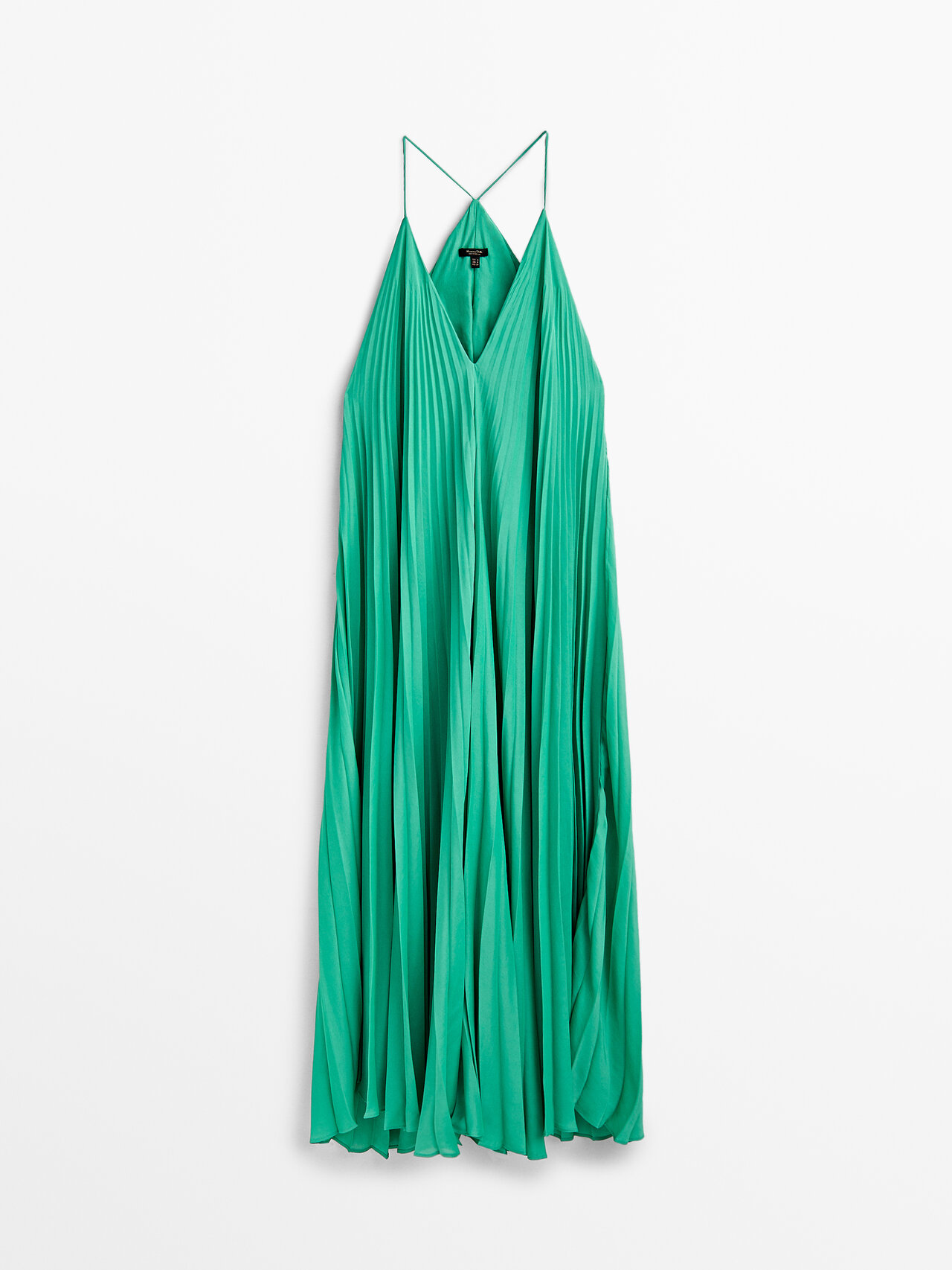 massimo dutti green pleated dress Massimo Dutti Green Pleated Dress Flowing Midi Dress With Scarf Detail   Green  Dress Massimo Dutti