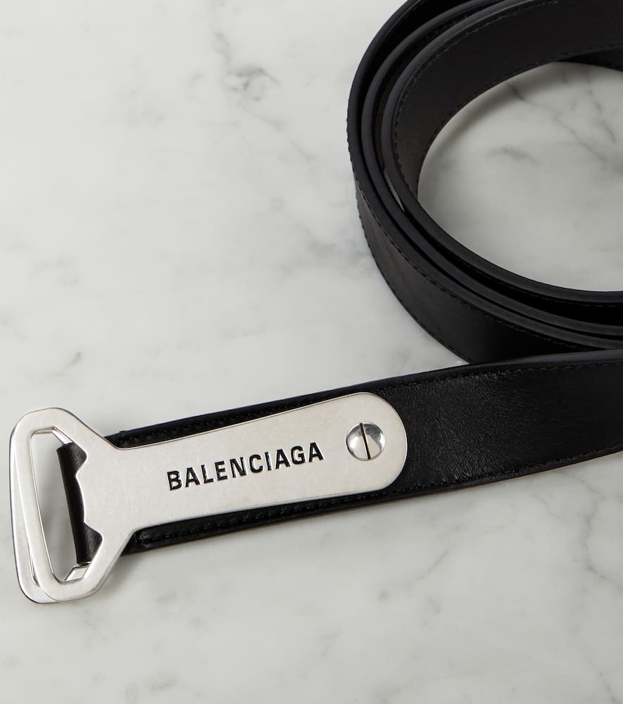 Balenciaga Bottle Opener D-Ring Leather Belt - Black | Editorialist