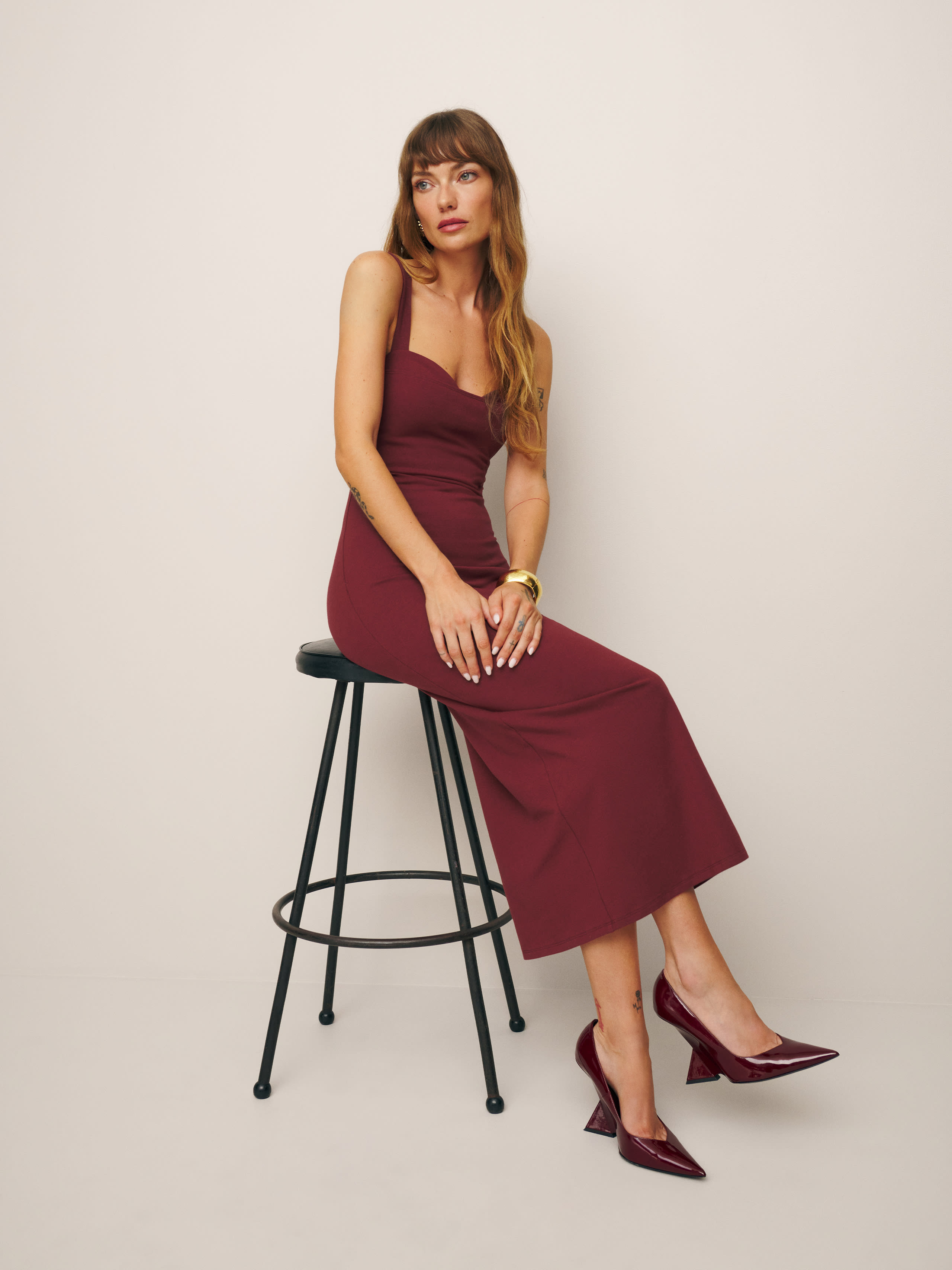 Reformation Nelle Knit Midi Dress In Chianti - 50% Off | Editorialist