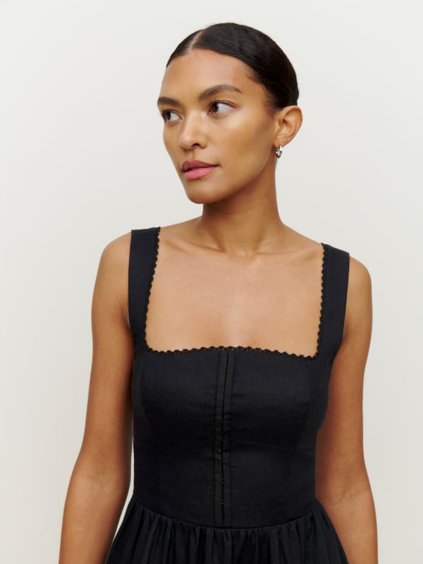 Reformation Petites Tagliatelle Linen Dress In Riviera - 50% Off |  Editorialist