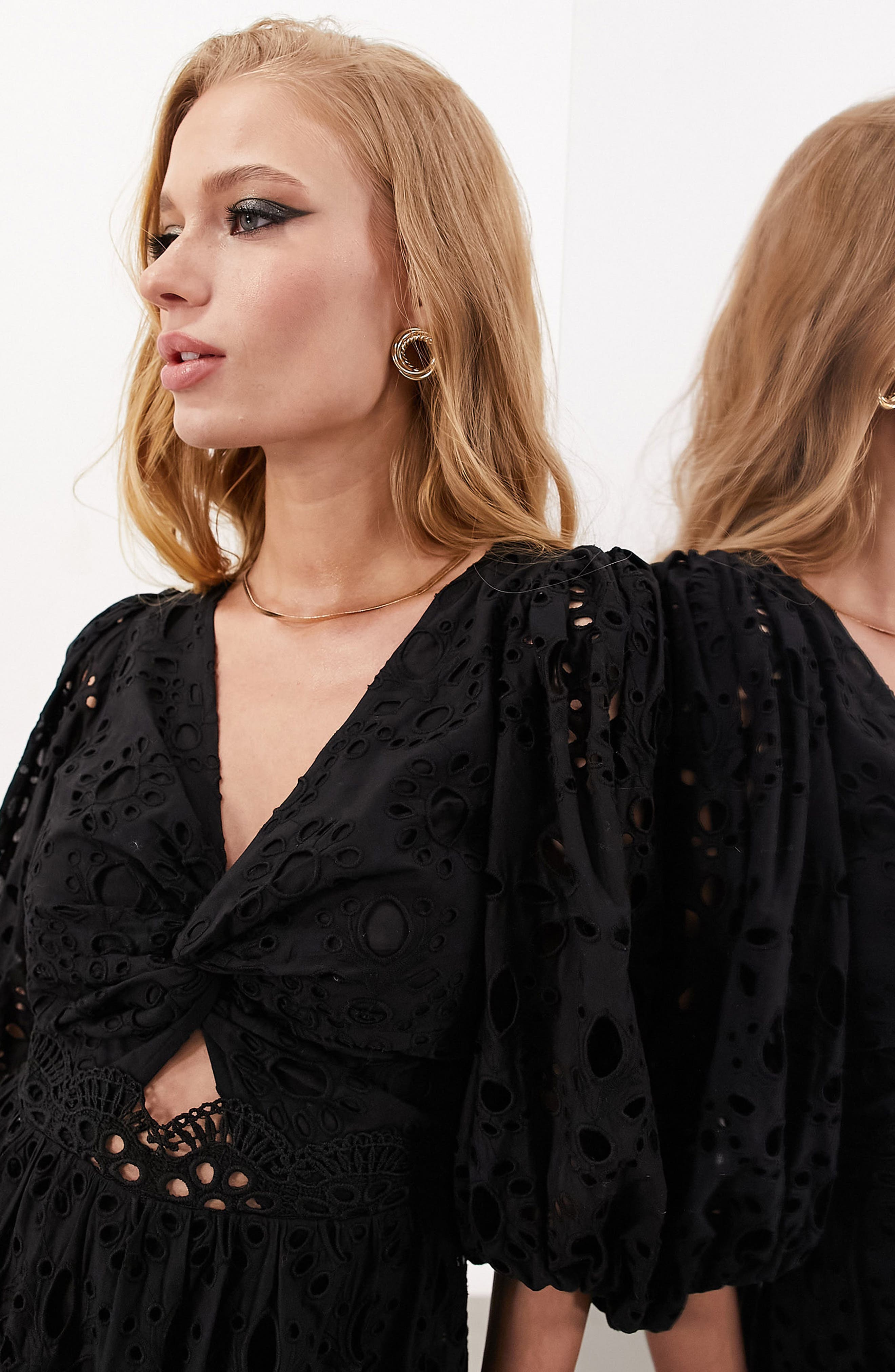 asos edition broderie shirt dress in black Netra_monique on LTK