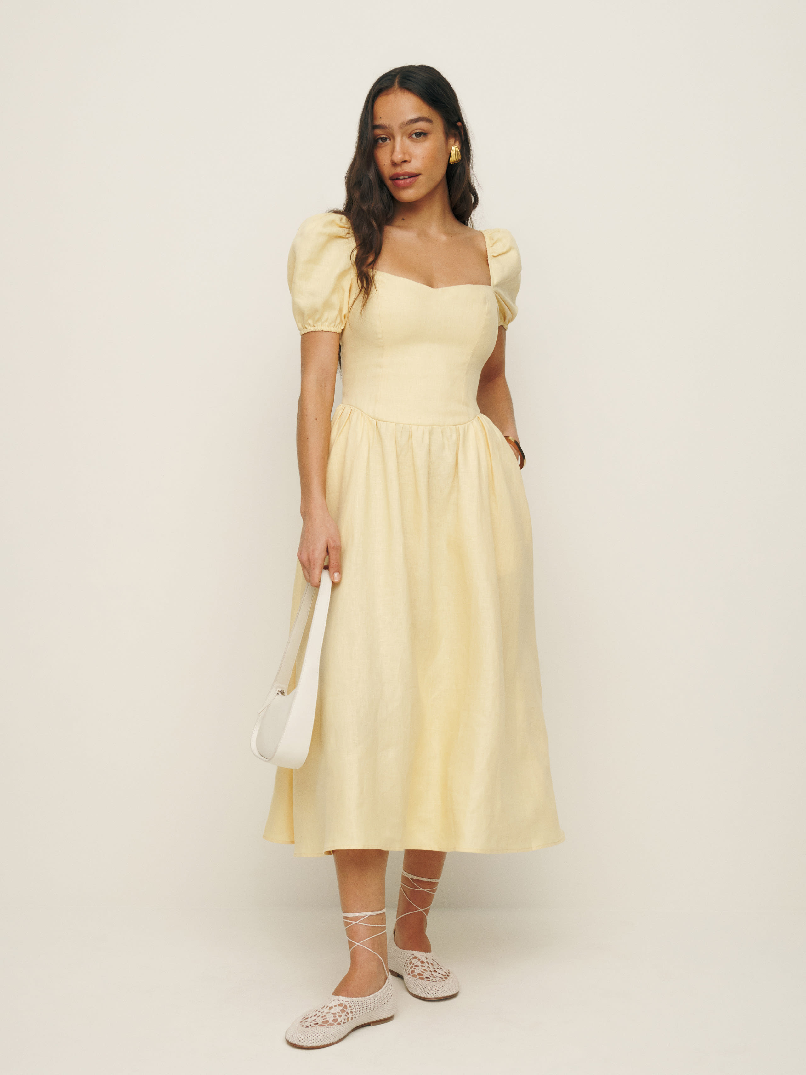 Reformation Davila Linen Dress In Danube - 50% Off | Editorialist