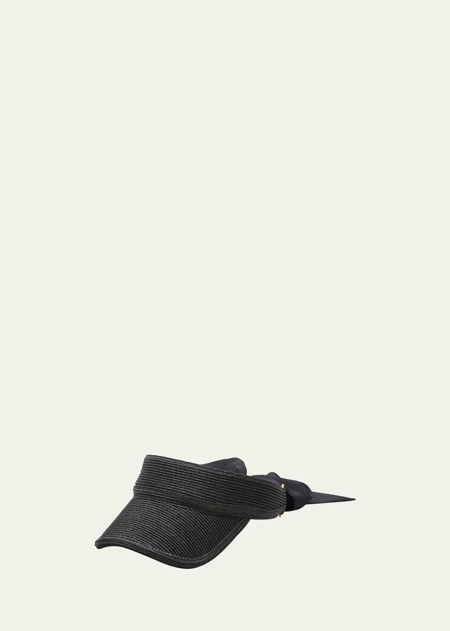 Saint Laurent Straw Visor With Logo Charm Ribbon - Black/black ...