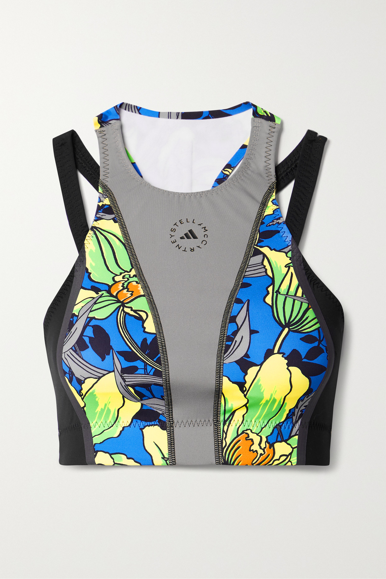 Adidas By Stella Mccartney Truenature Paneled Floral-Print Bikini