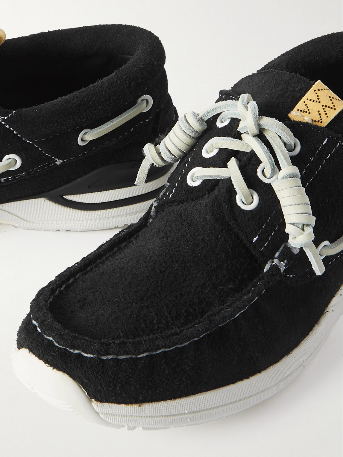 Visvim Hockney-Folk Suede Boat Shoes In Black - 50% Off | Editorialist