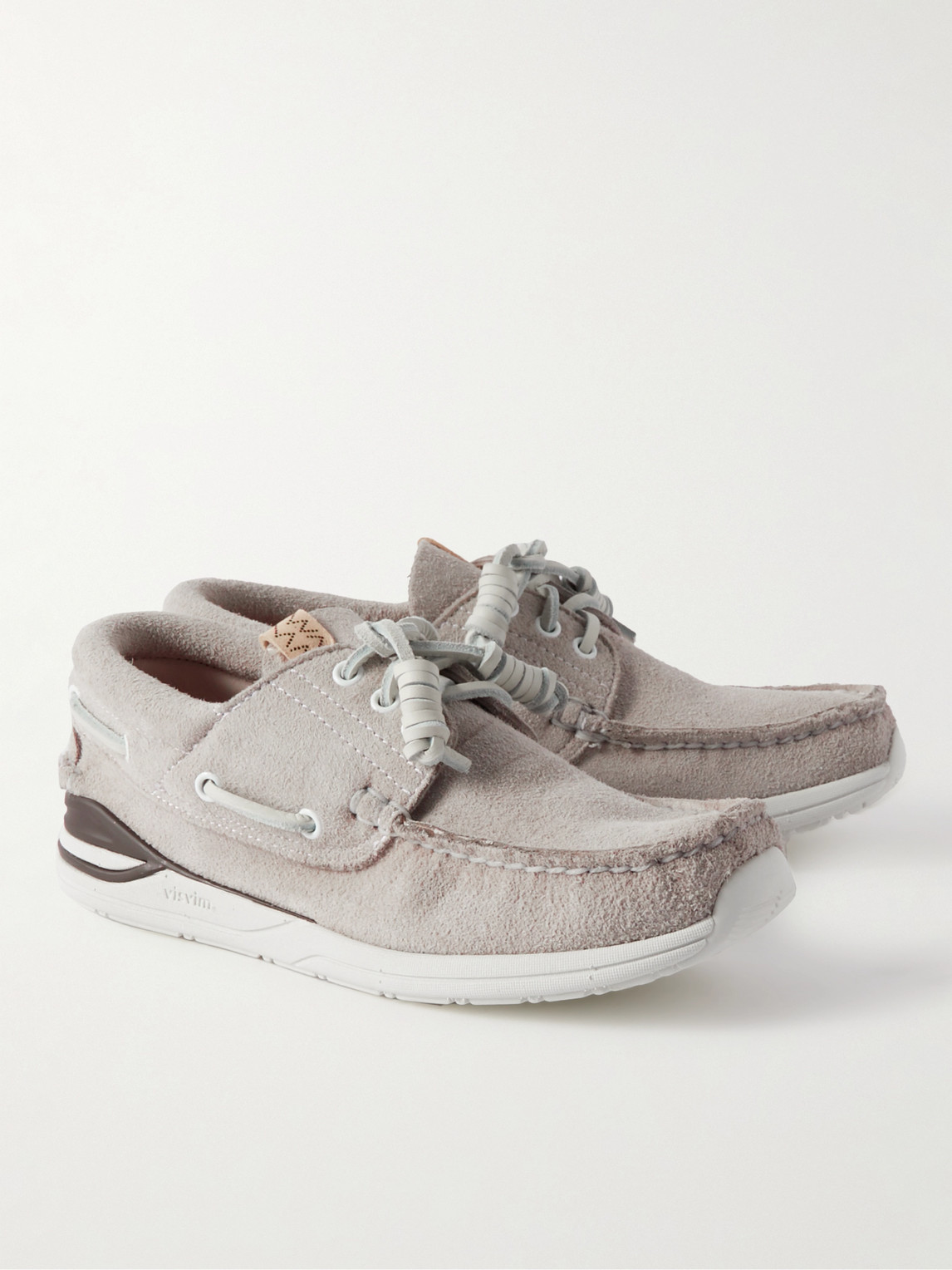 Visvim Hockney-Folk Suede Boat Shoes In Gray - 40% Off | Editorialist