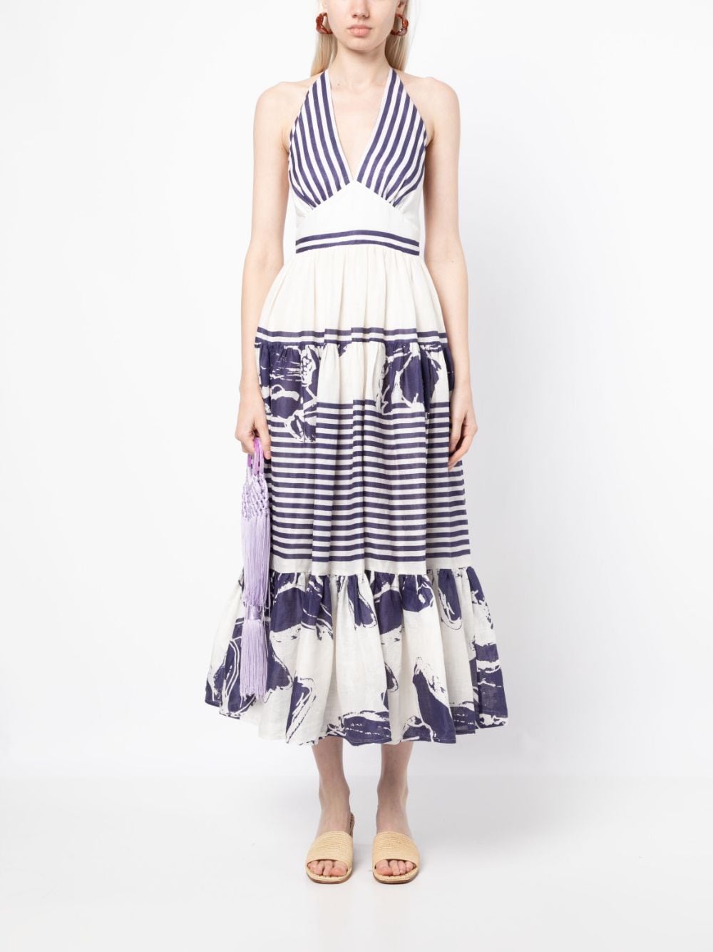 SILVIA TCHERASSI Valerie Floral Stripes-Print Dress