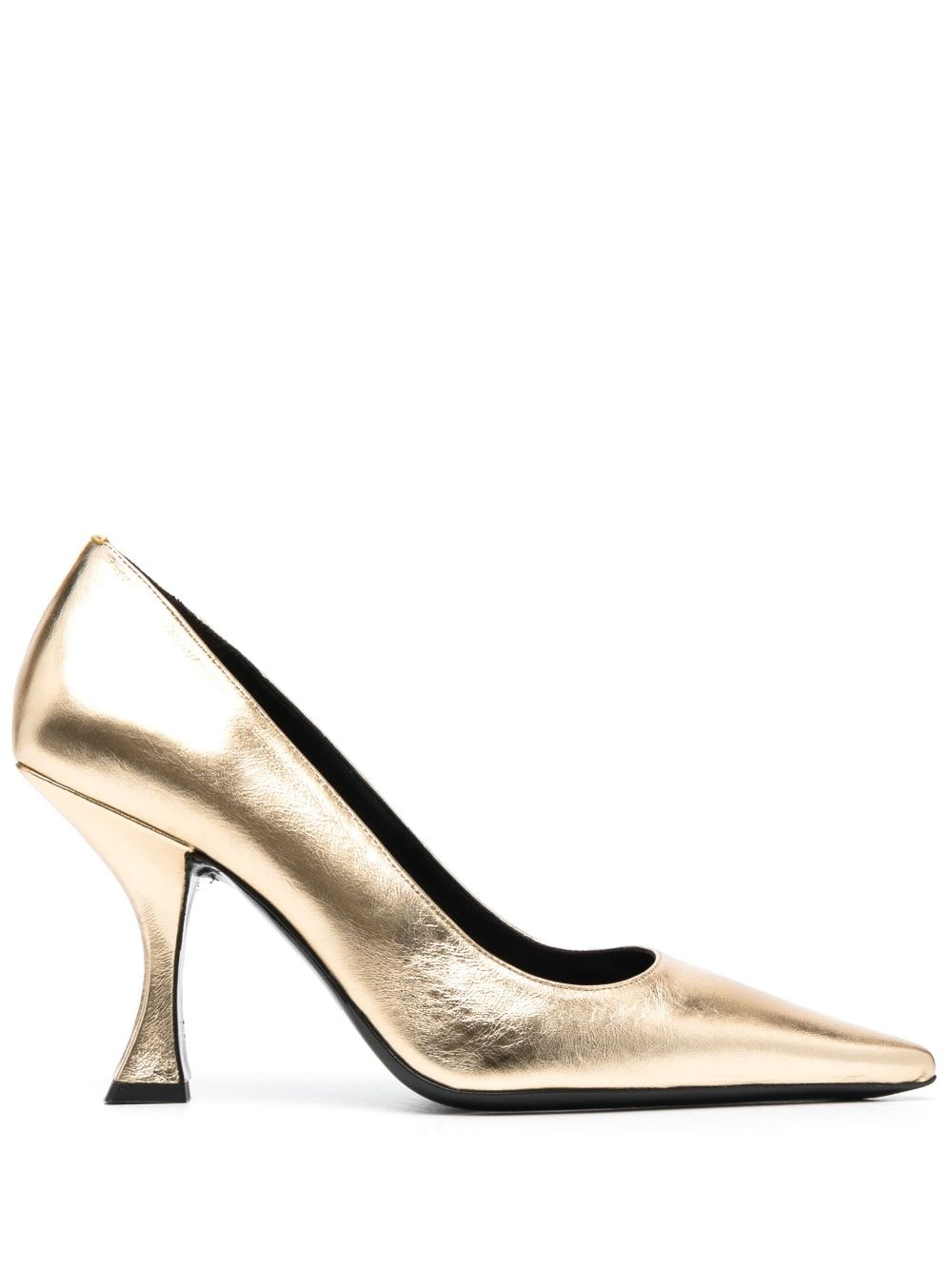 By Far Viva 80mm Metallic-leather Pumps - Gold | Editorialist