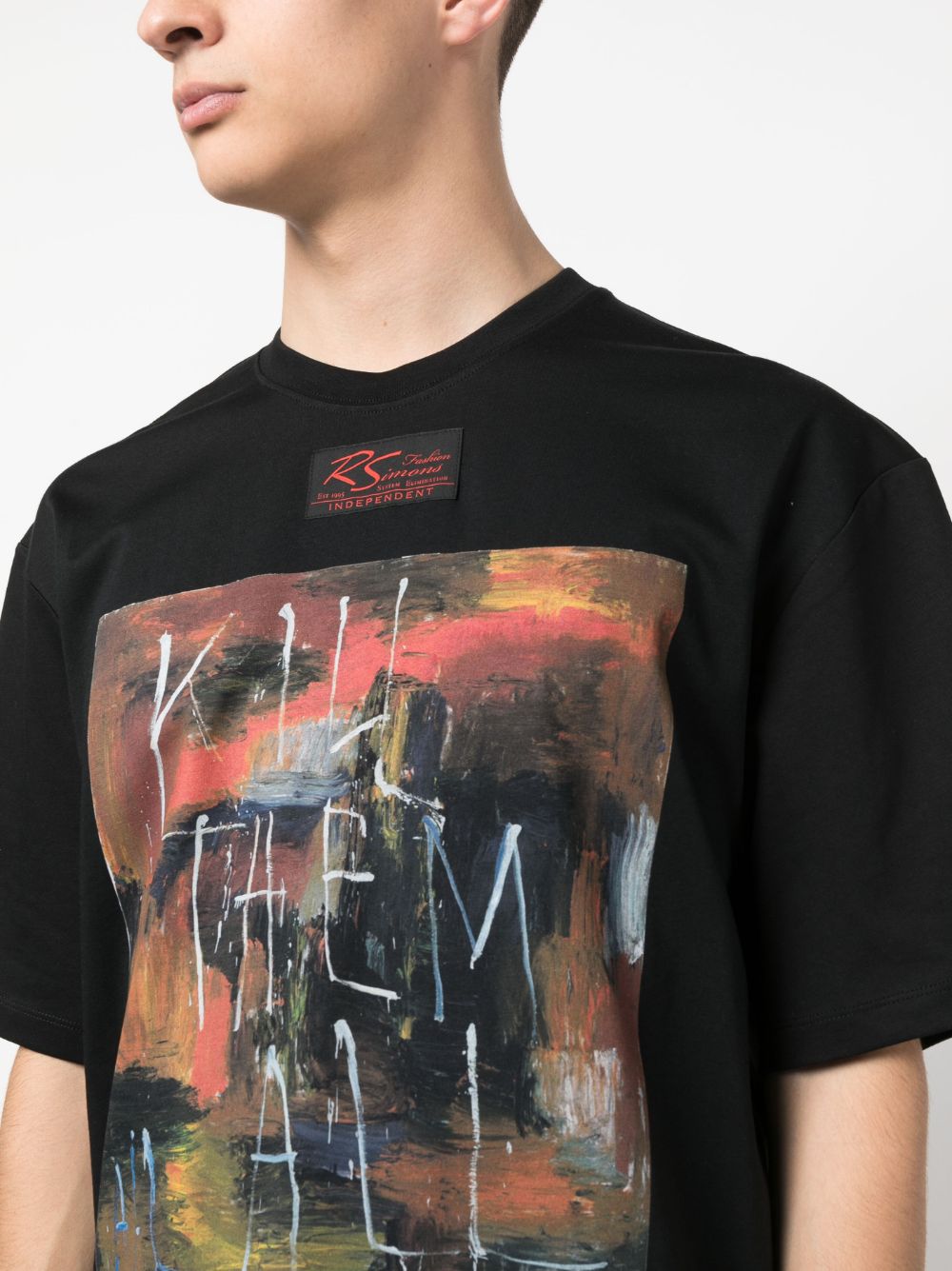 Raf Simons Graphic-Print T-Shirt In Black - 56% Off | Editorialist