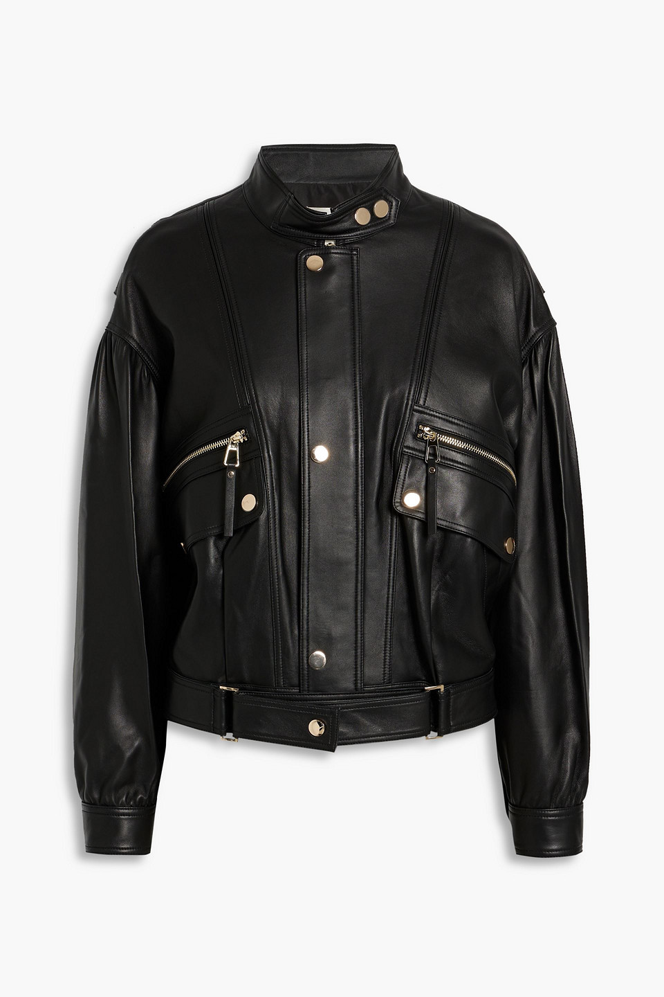Diane Von Furstenberg Rabia Oversized Leather Jacket S In Black 
