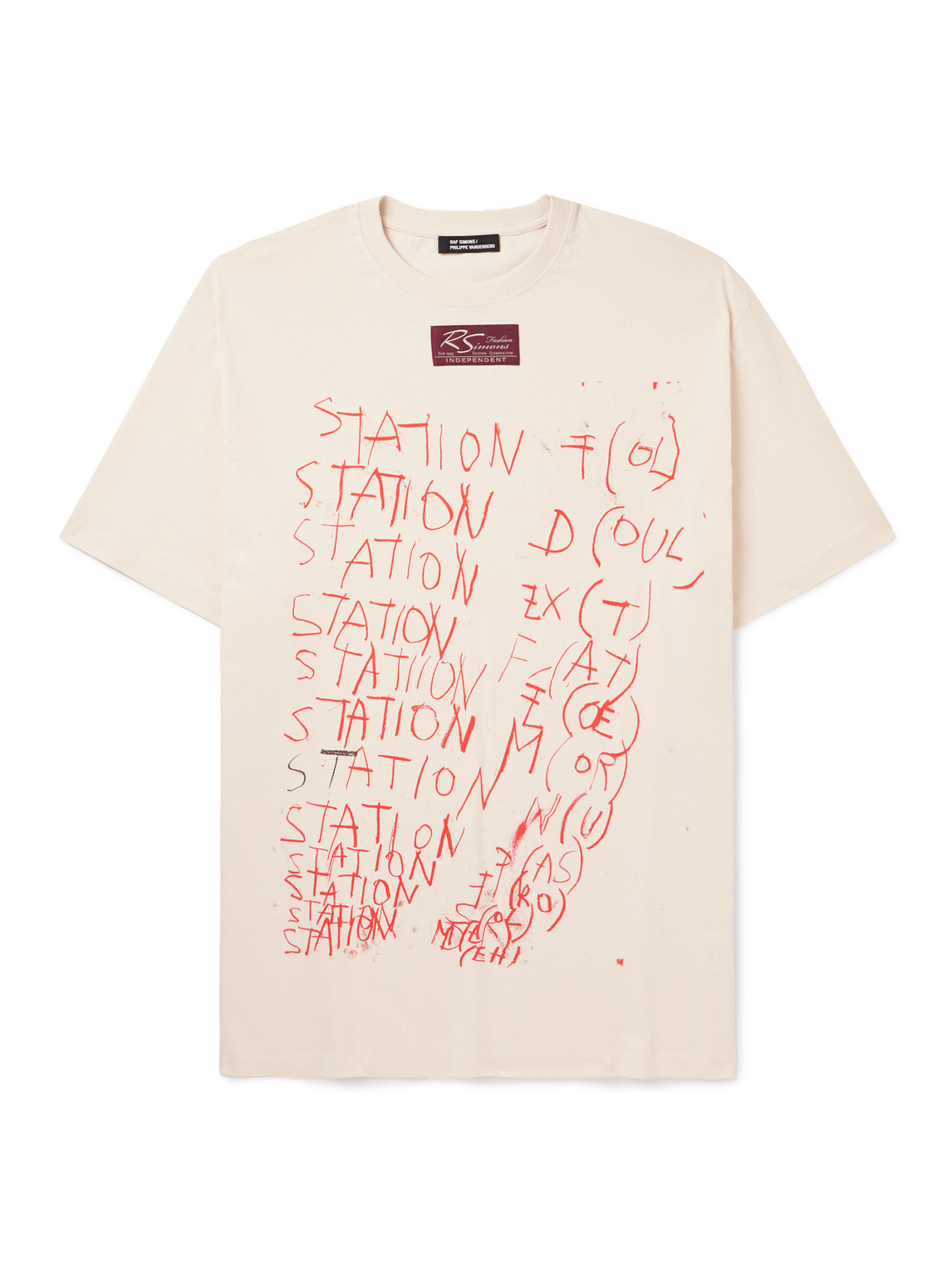 Raf Simons Philippe Vandenberg Station Printed Cotton-Jersey T