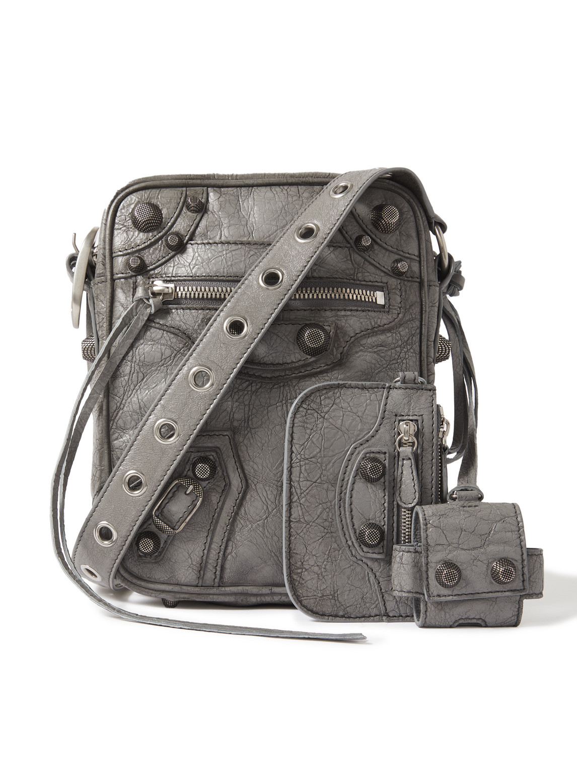Balenciaga Le Cagole Embellished Textured-Leather Messenger Bag In