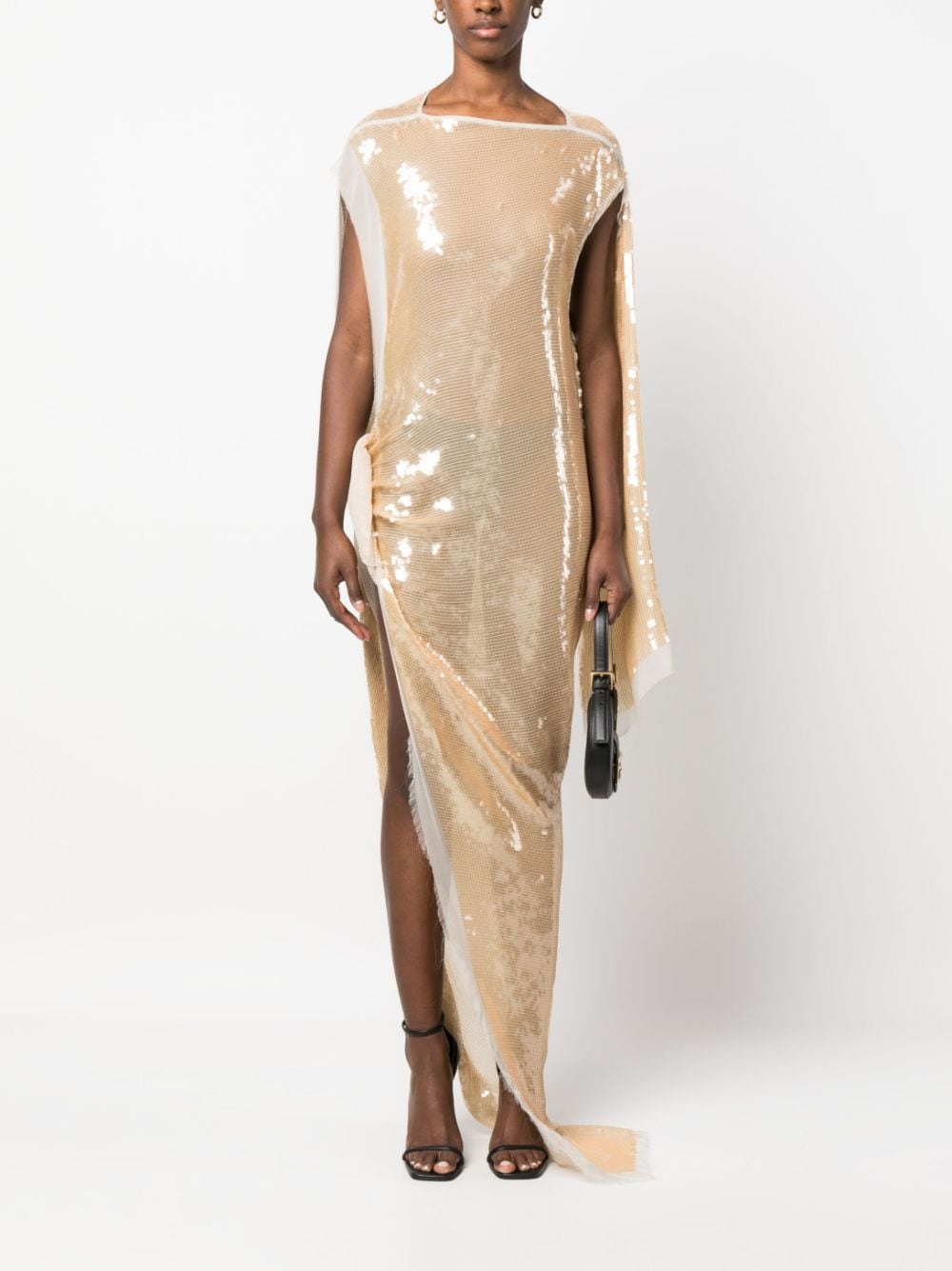 RICK OWENS Rick Owens Asymmetric Sequinned Maxi Dress