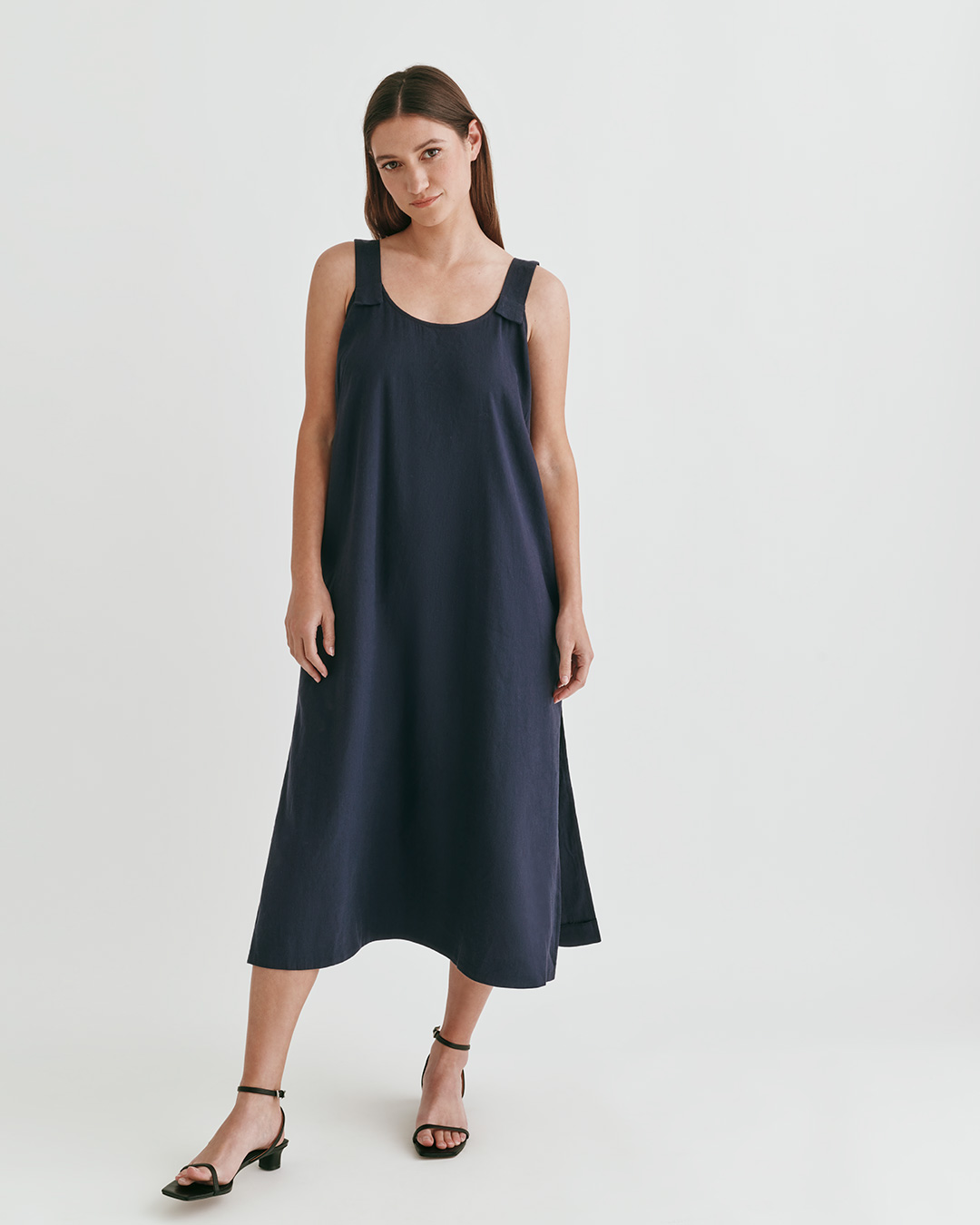 white linen dress off shoulder Midi Cold Shoulder Linen Dress THASSOS in White