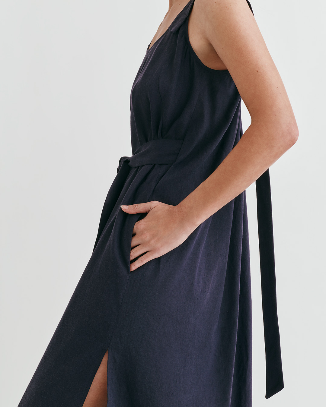 knee length dresses for ladies Organic linen wrap dress Mika – BalticLinen main image 1