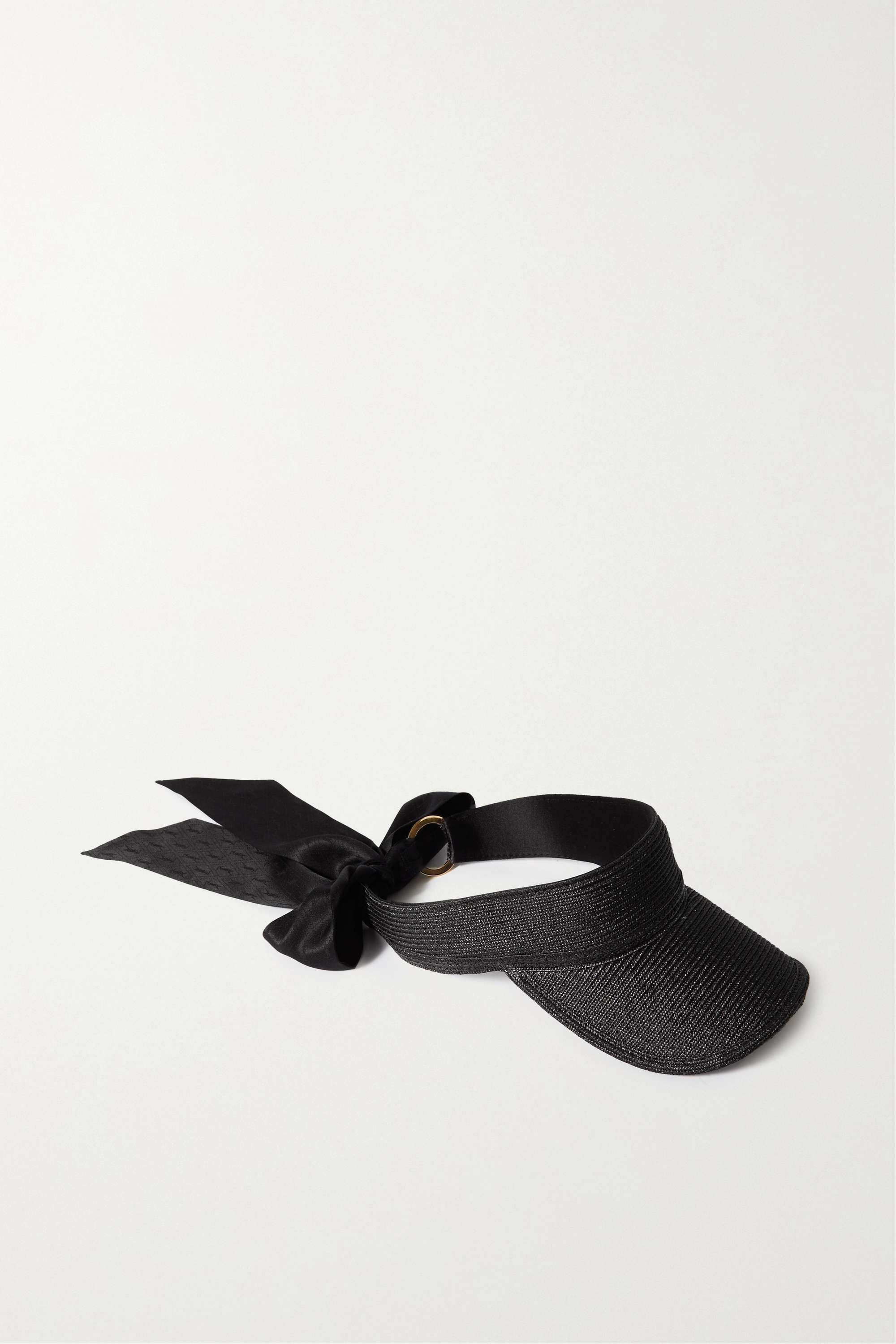 Saint Laurent Black Raffia Visor with Silk Scarf Tie Saint Laurent Raffia visor Saint Laurent main image 2