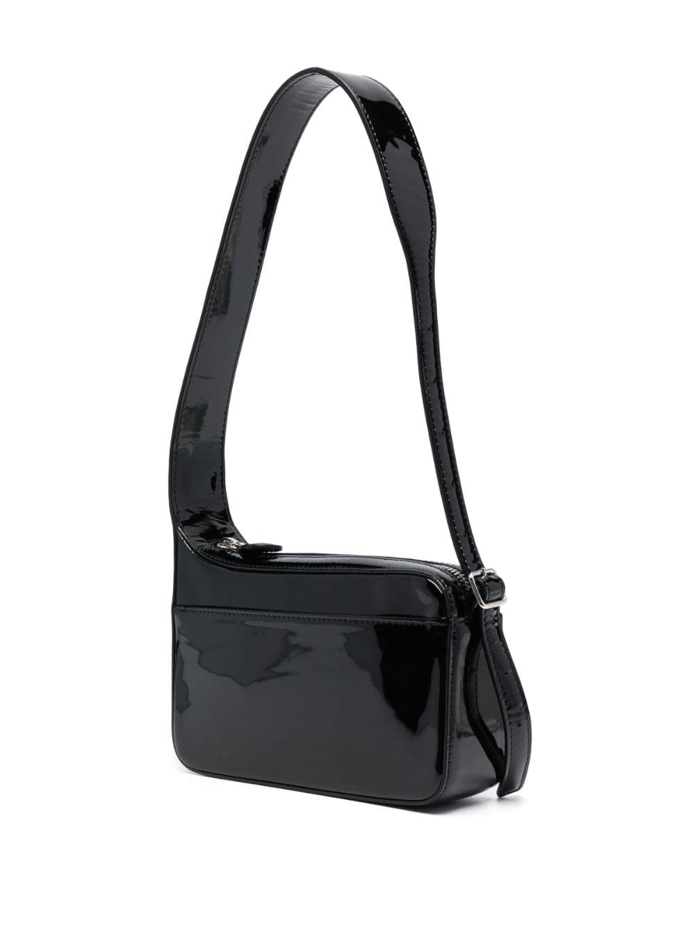 Courrèges patent one shoulder bag black Courrèges The One Patent Leather Shoulder Bag - Black | Garmentory