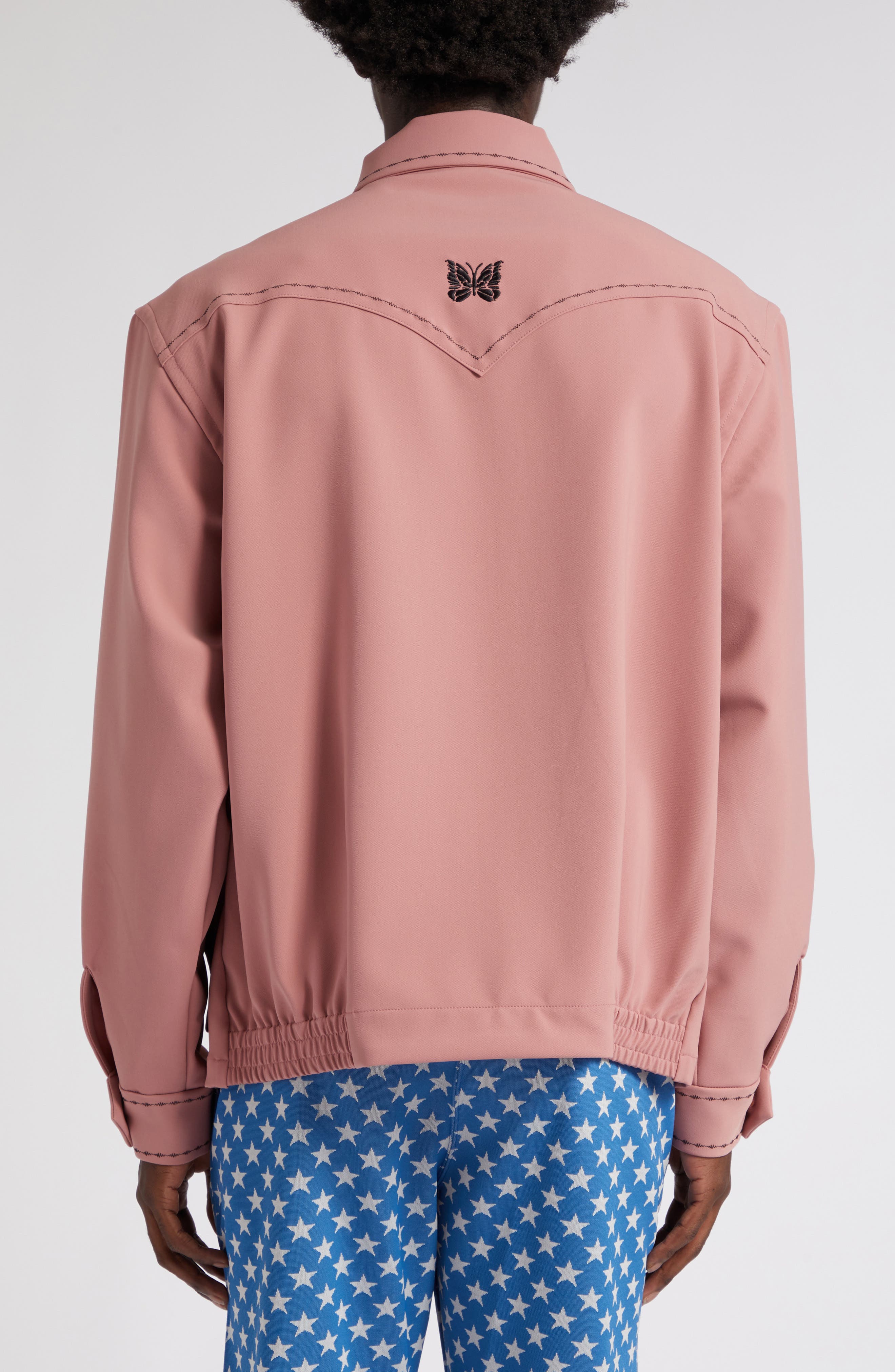 Needles Butterfly Embroidered Topstitched Western Sport Jacket In