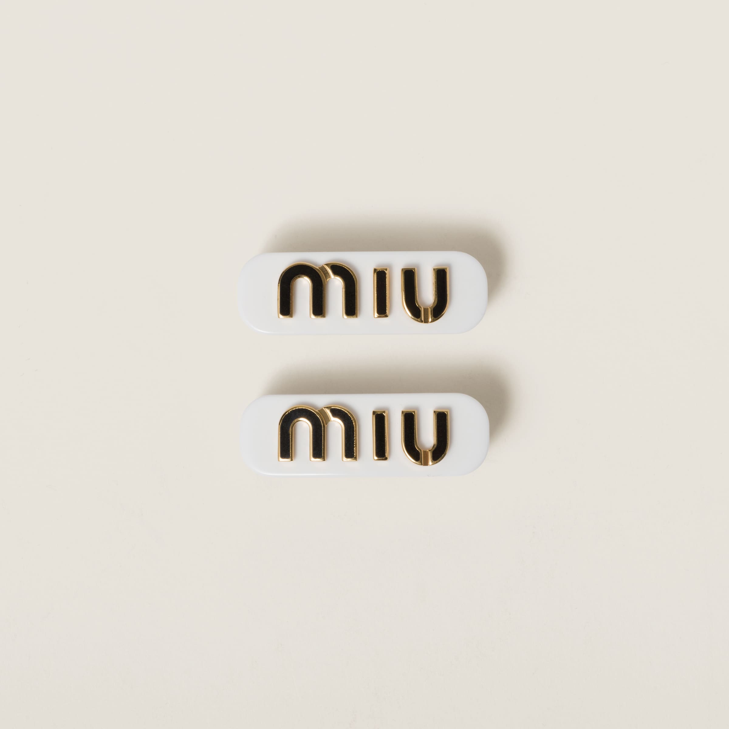 Miu Miu Plexiglas And Metal Hair Clips - White/Black | Editorialist