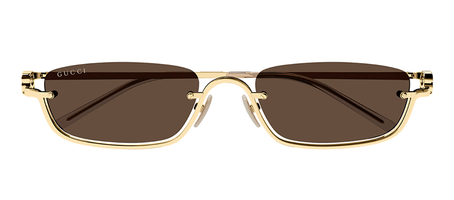 Gucci Gg1278s W 001 Rectangle Sunglasses - Brown | Editorialist