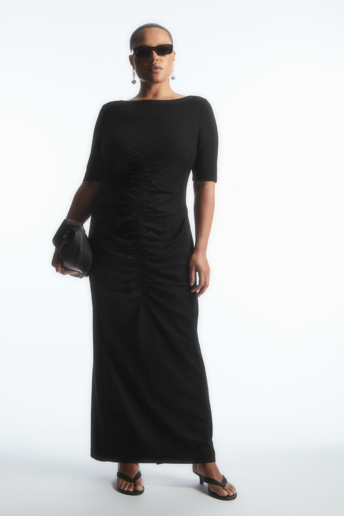 cos gathered shirt dress COS Gathered Midi Shirt Dress