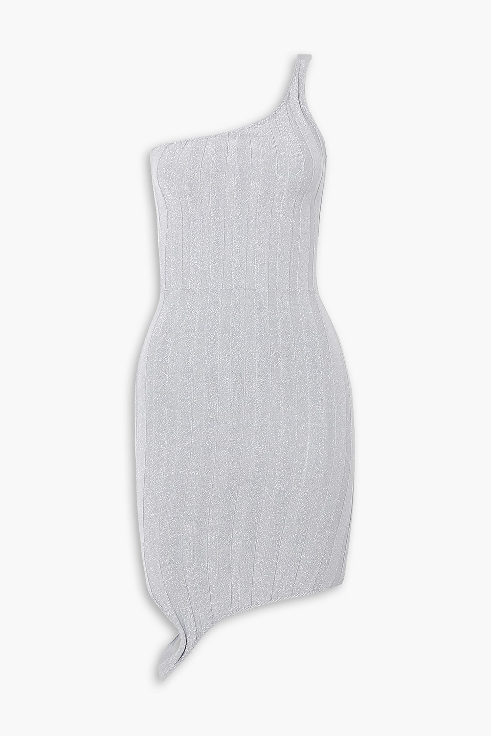 rib knit one shoulder dress Channing Foil Ribbed Knit One Shoulder Dress EMERALD / M by Sugarlips