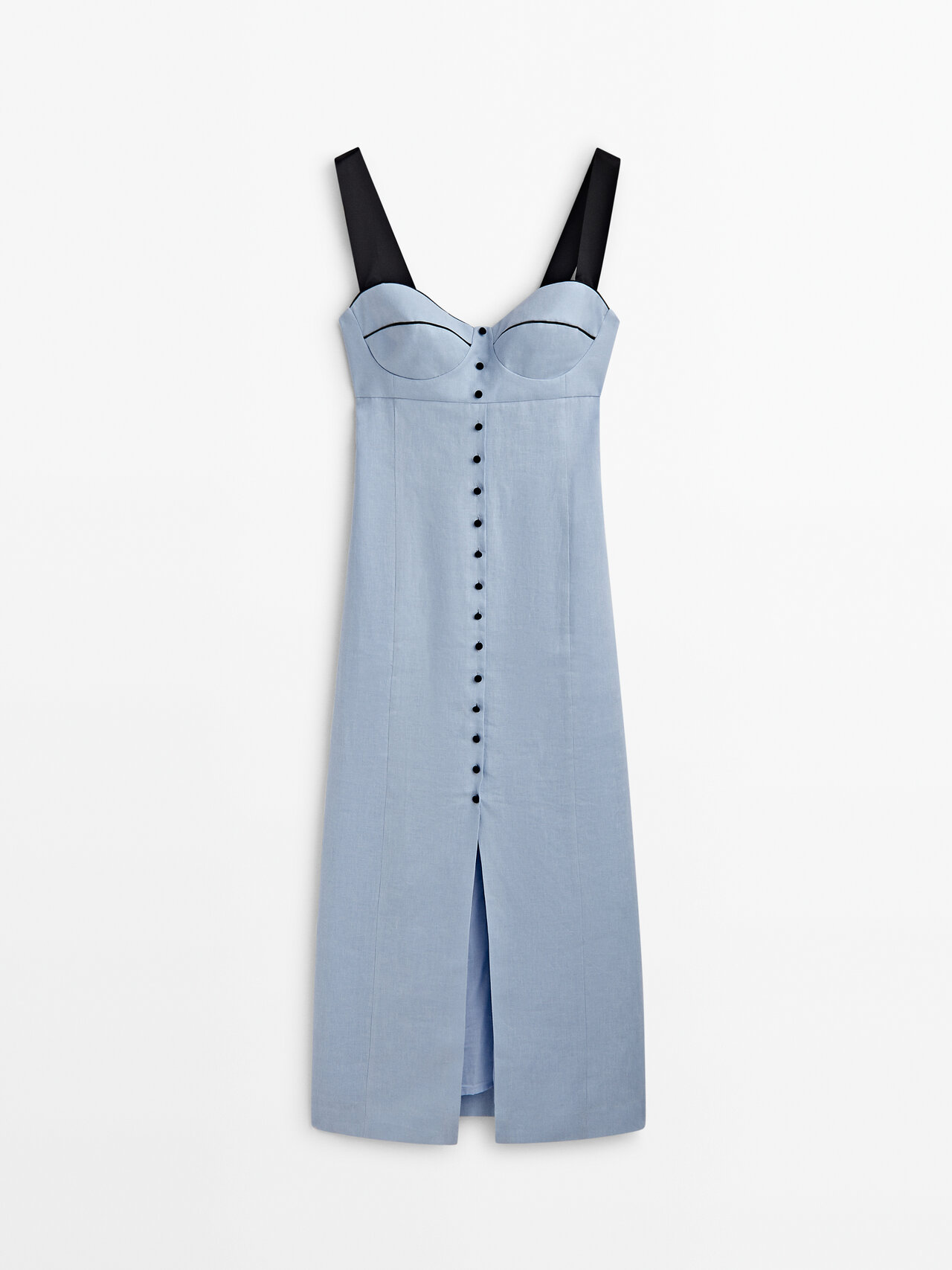 denim dress massimo dutti Buy Linen Sweetheart Neck With Contrast Detail Studio - Sky Blue At 49% Off Core Colors:Grape Wine DARYA CREPE DRESS IN SCHL002557_B_XL Sleeveless dyed process Contrasting tobacco