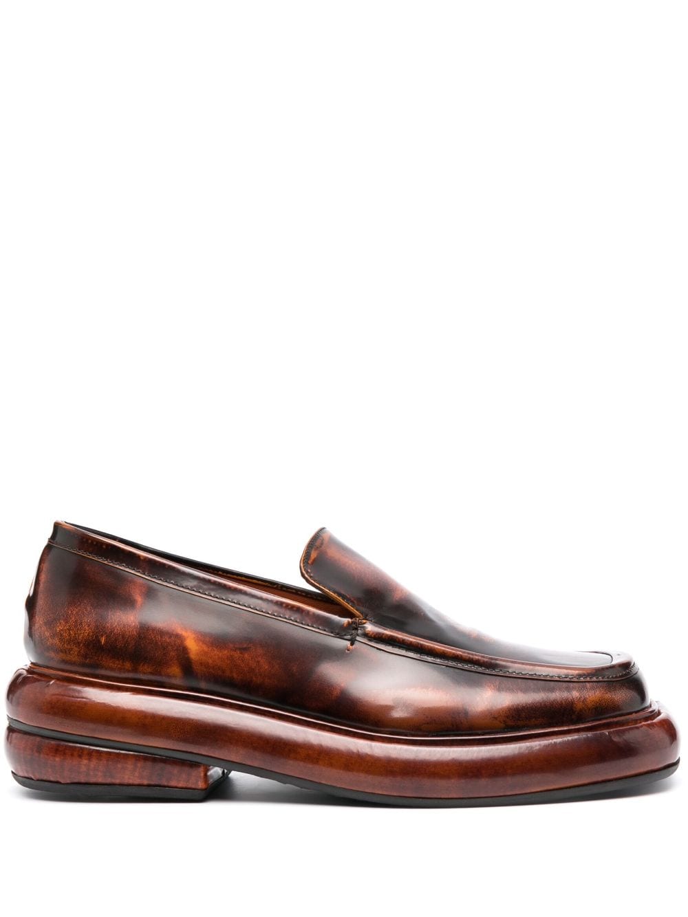 Eckhaus lattaレザーローファー 42 Eckhaus Latta Distressed-Effect Chunky Loafers In Brown - 64% Off