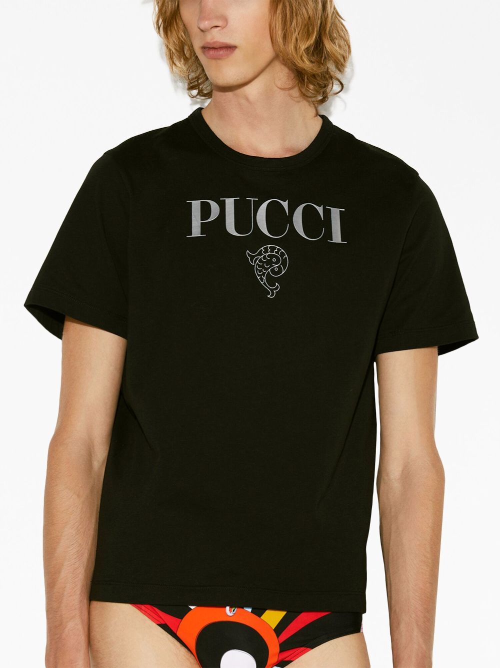 Emilio Pucci Logo-Print Cotton T-Shirt In Black - 30% Off Emilio Pucci Logo-Print Cotton T-Shirt In Black - 30% Off