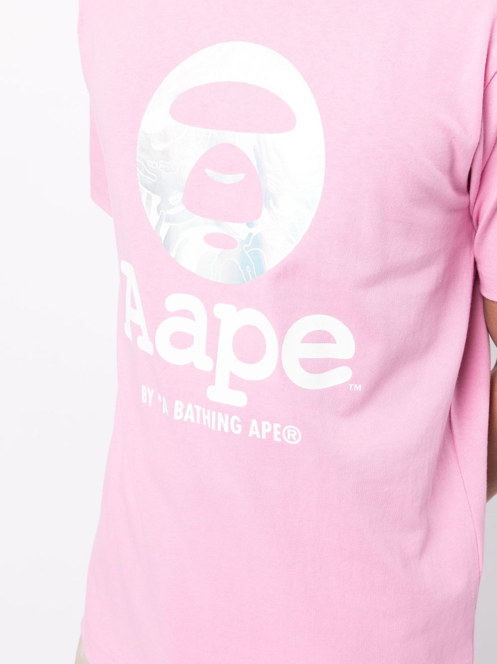 Aape By *A Bathing Ape® Logo-Print Cotton T-Shirt In Pink - 20