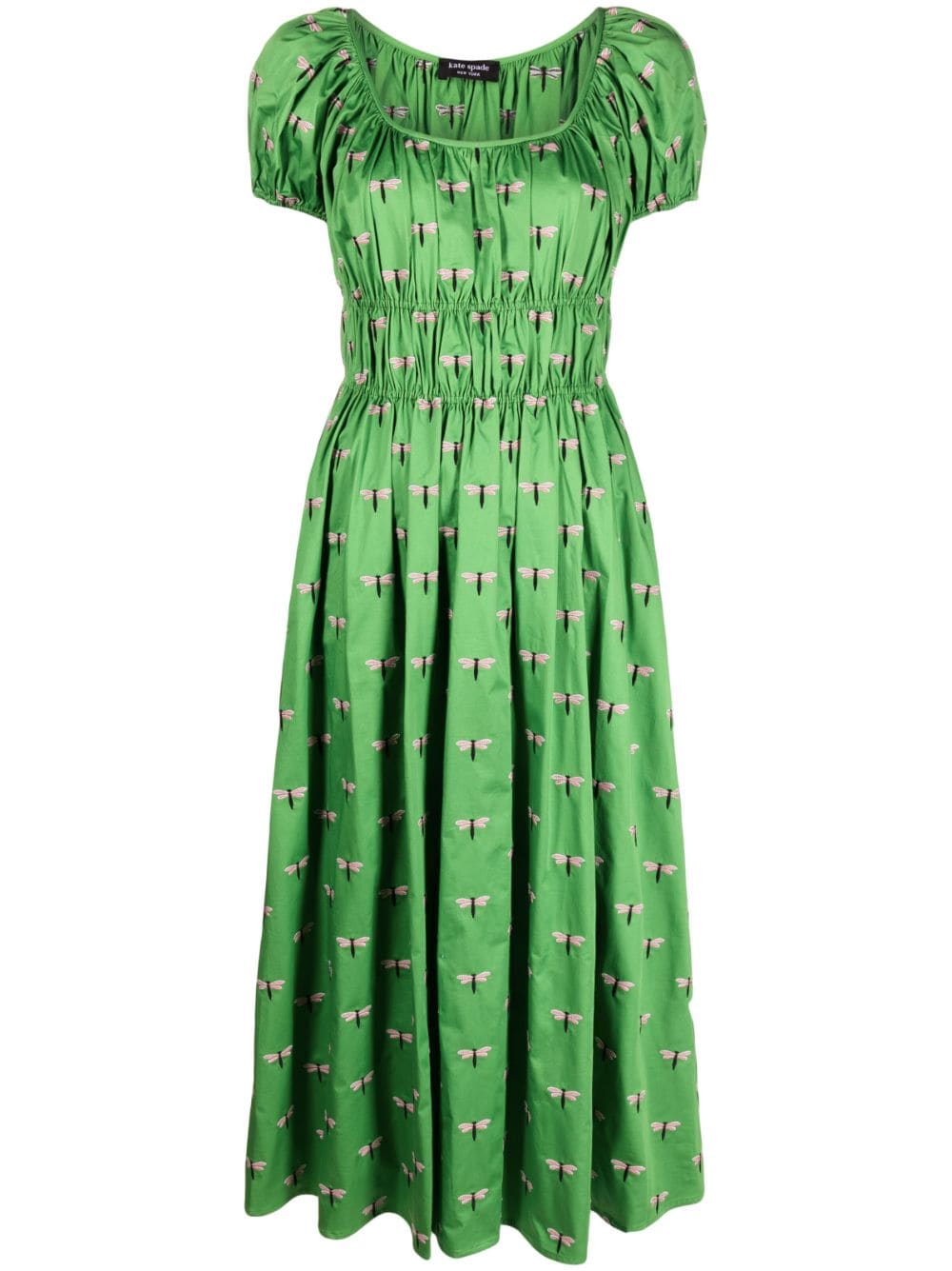 Kate Spade New York Riviera Dragonfy-Print Midi Dress - Green | Editorialist Kate Spade New York Riviera Dragonfy-Print Midi Dress - Green | Editorialist