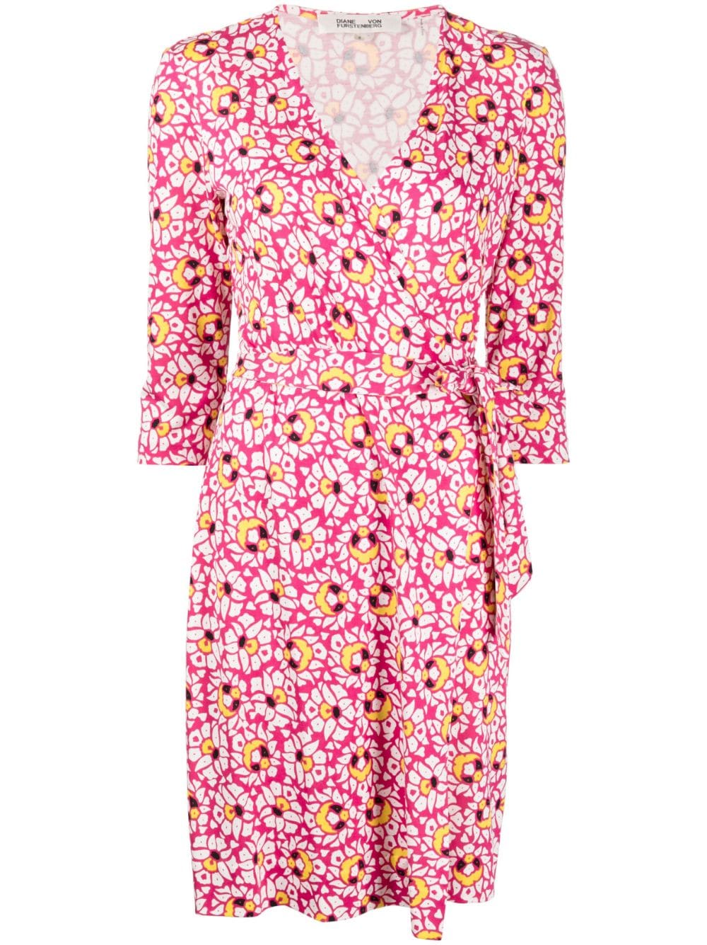 dvf wrap dress pink Diane Von Furstenberg Gracie Wrap Dress Pink Orange Color Block Spring DVF 2