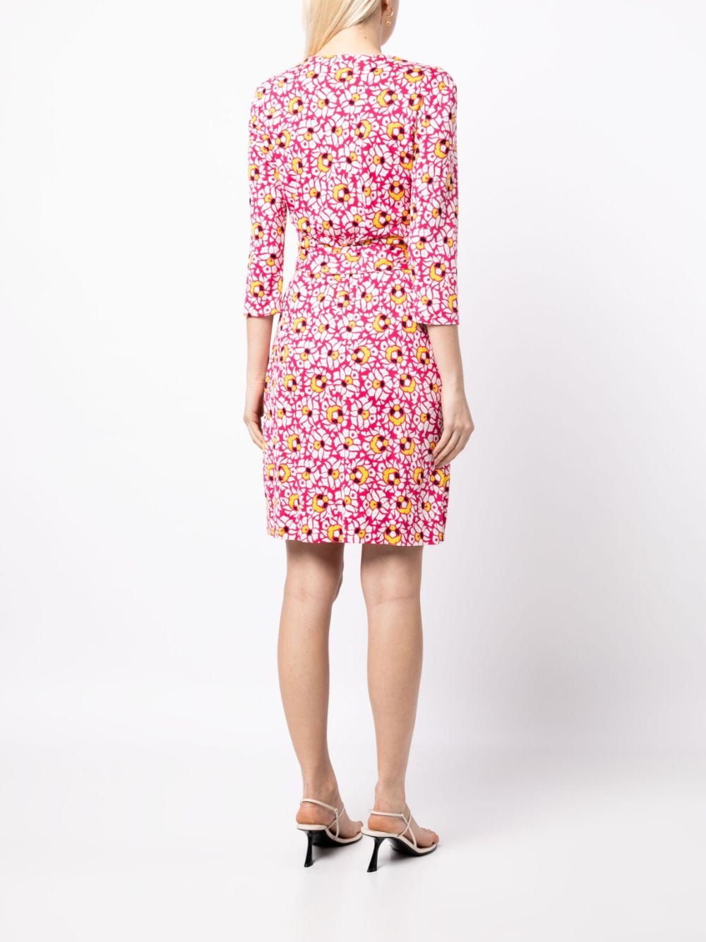 dvf pink wrap dress DVF Diane Von Furstenberg sun-print Wrap Mini Dress | Pink