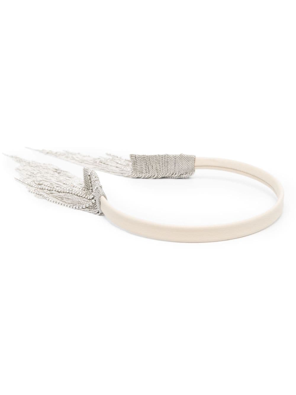 Peserico Fringed Crystal- Embellished Headband In Neutrals  display picture 1