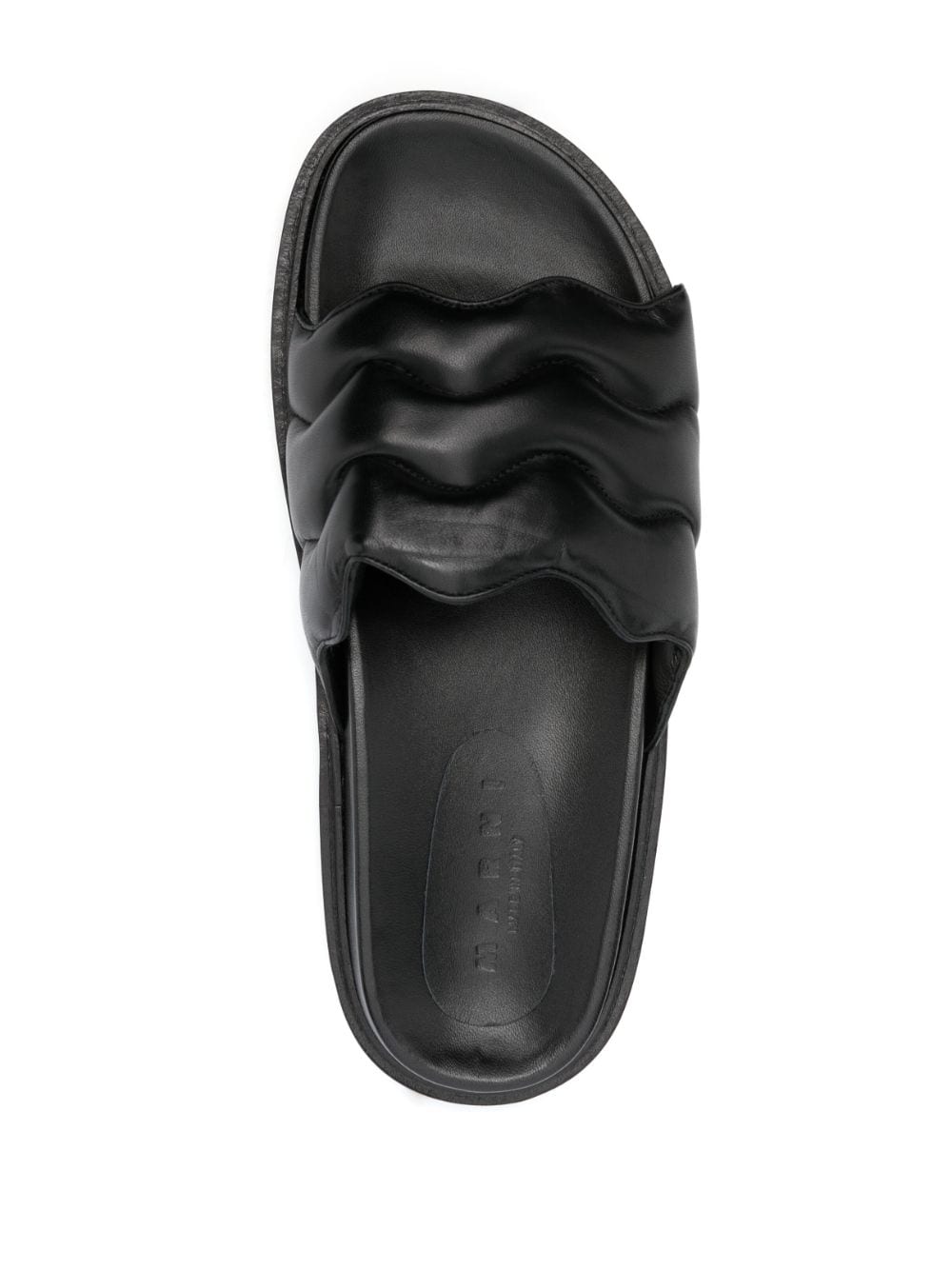 Marni Black Cushioned Slide Sandals Black padded sandal with Marni Mending logo | Marni main image 4