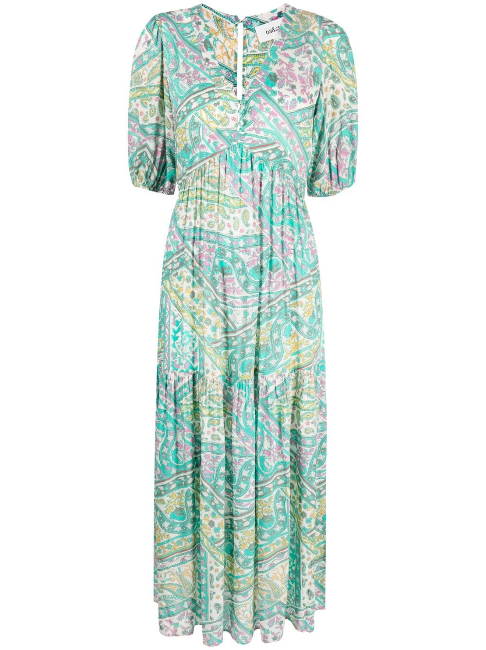 Ba&Sh Falba Floral-Print Dress - Green | Editorialist