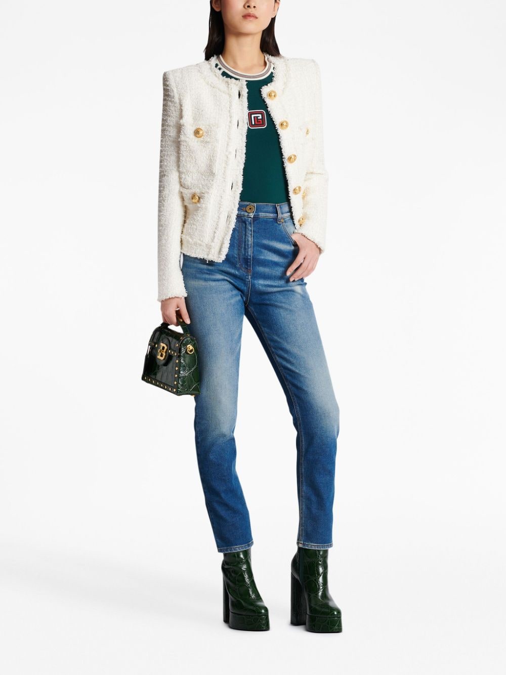 BALMAIN Balmain Logo-Plaque Slim-Cut Jeans