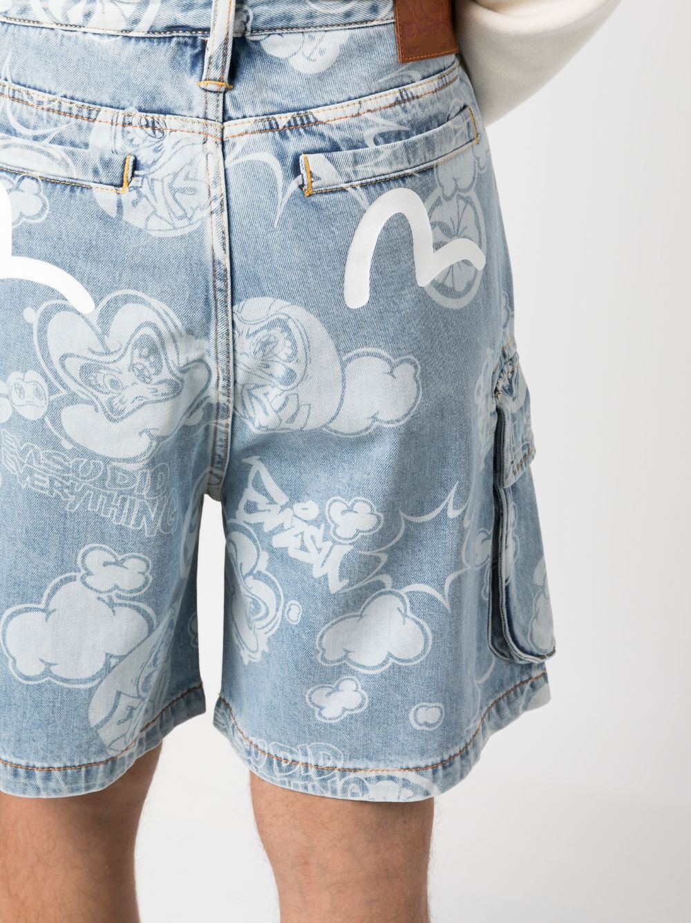 Evisu Graphic-Print Denim Shorts In Blue - 54% Off | Editorialist