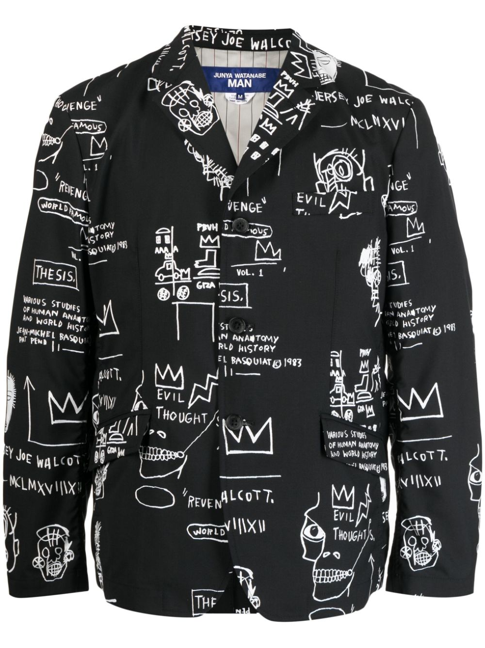 Junya Watanabe X Basquiat Graphic-Print Blazer In Black - 69