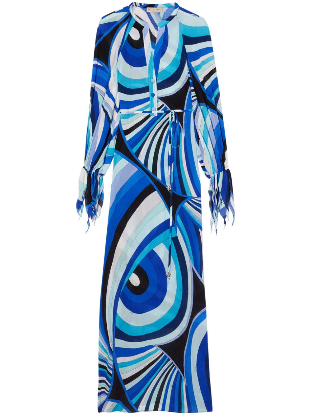 Emilio Pucci Iride-Print V-Neck Dress - Blue | Editorialist