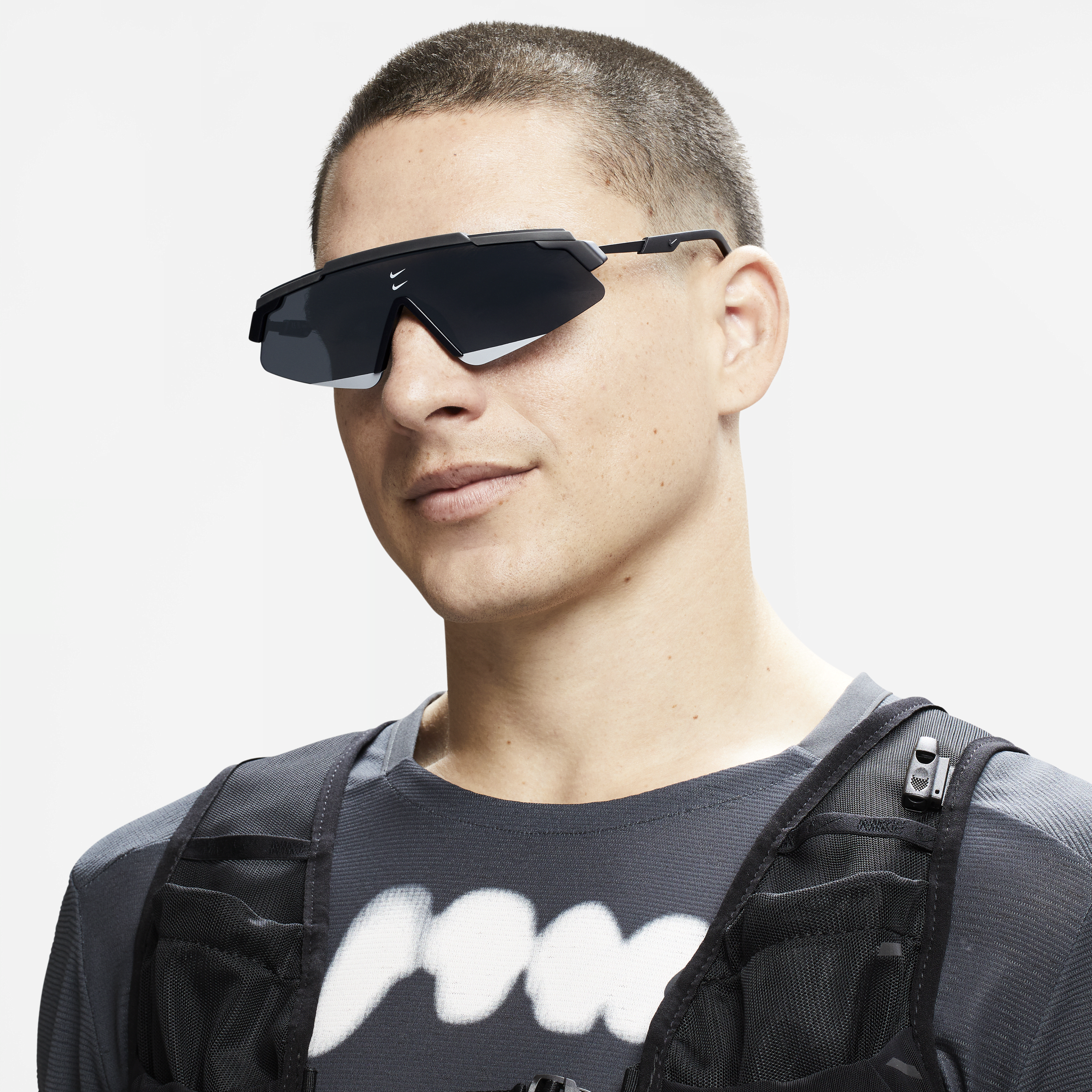 Nike Marquee Edge mirrored sunglasses in grey/chrome NIB Nike Athena Edge Shield Sunglasses Wolf Grey Chrome Mirror  main image 3