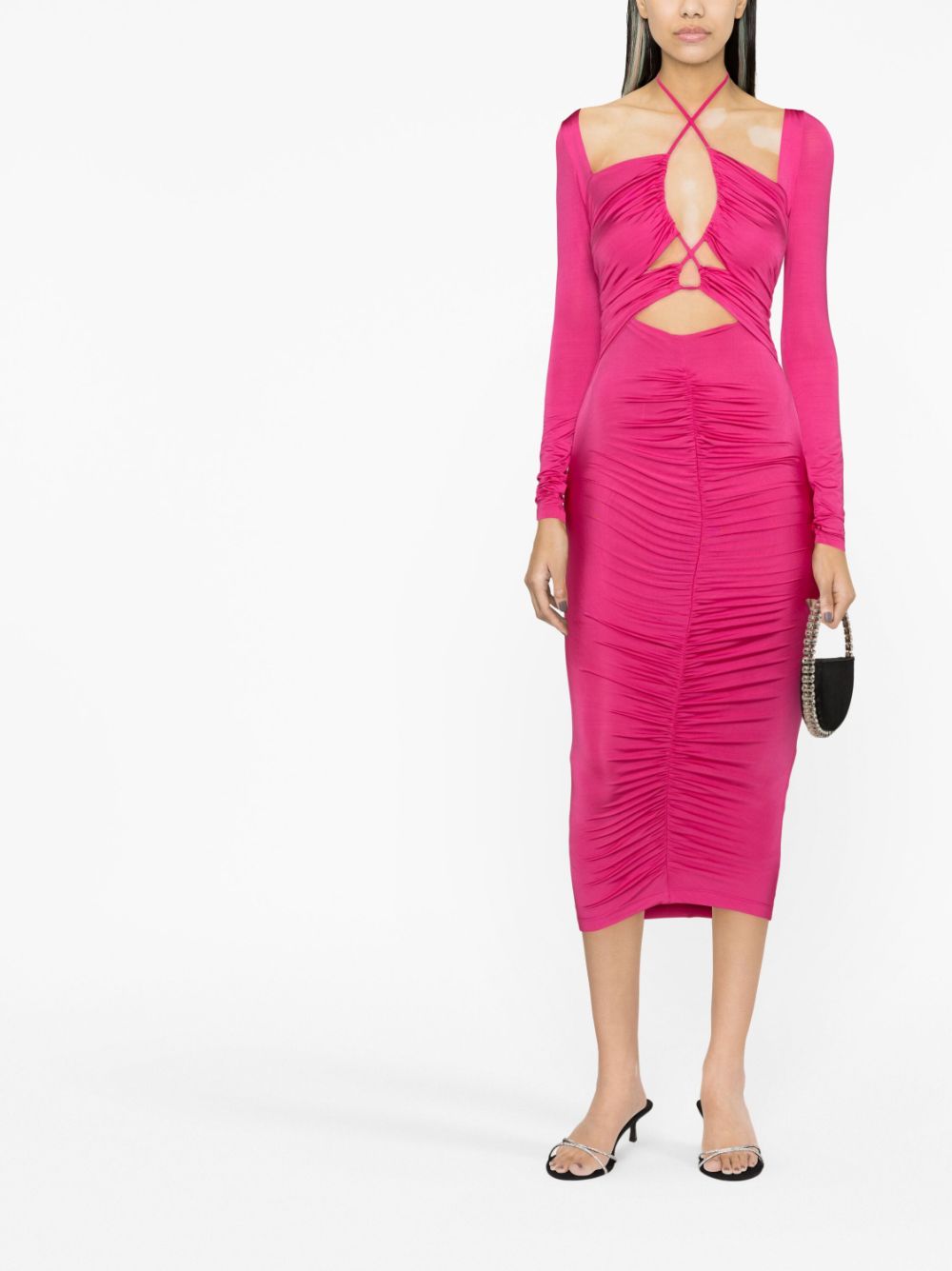 VERSACE Versace Jeans Couture cut-out lace-up midi dress