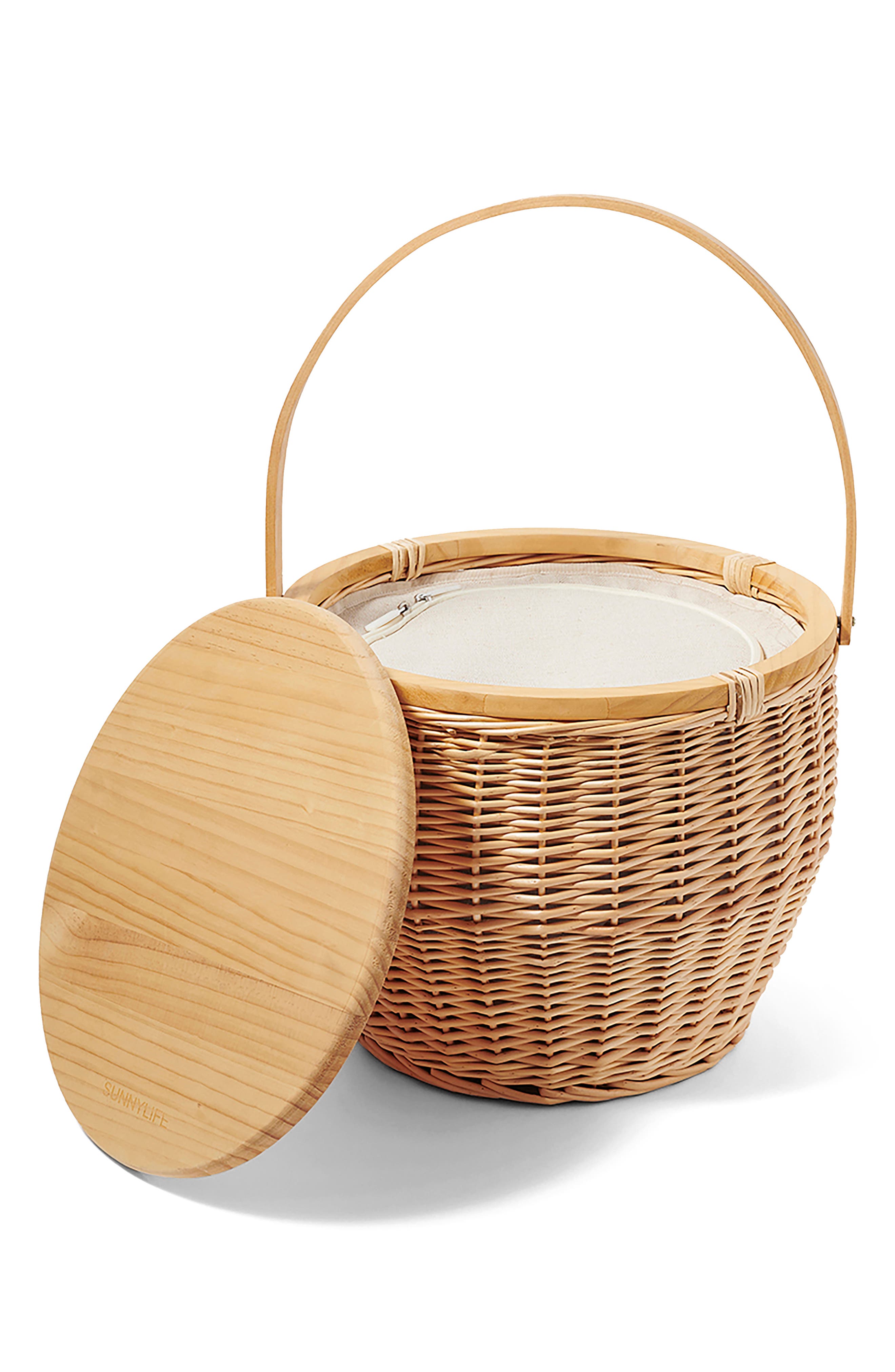 SUNNYLIFE Picnic Basket Round Cooler Natural Editorialist