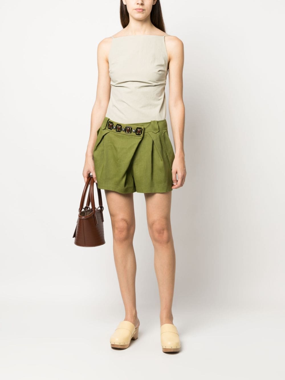 ALBERTA FERRETTI Alberta Ferretti Stone Detailing Low-Rise Shorts